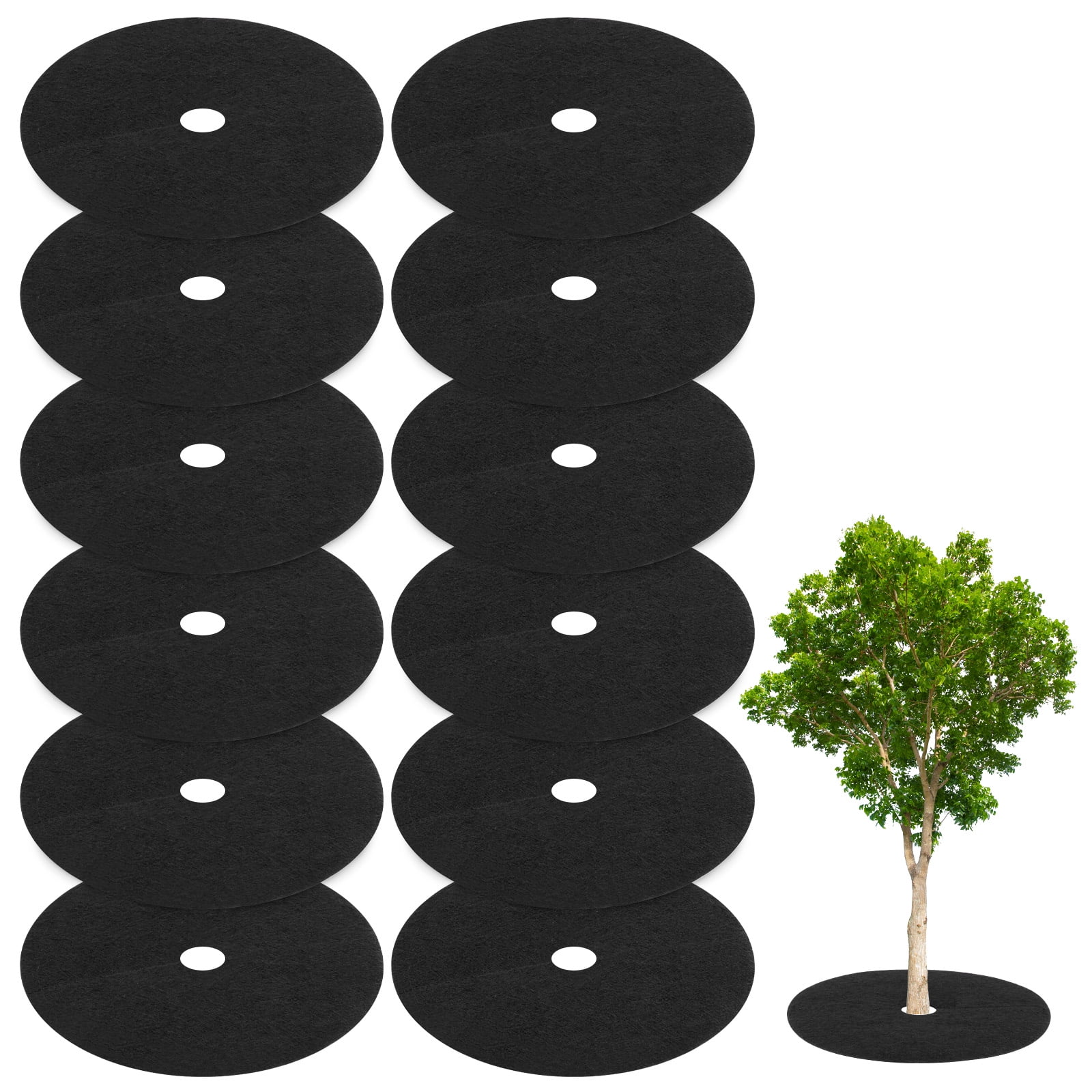 Uxcell 12 Pack Non Woven Tree Cover Rings,32.2 Inch Weed Fabric Cover ...