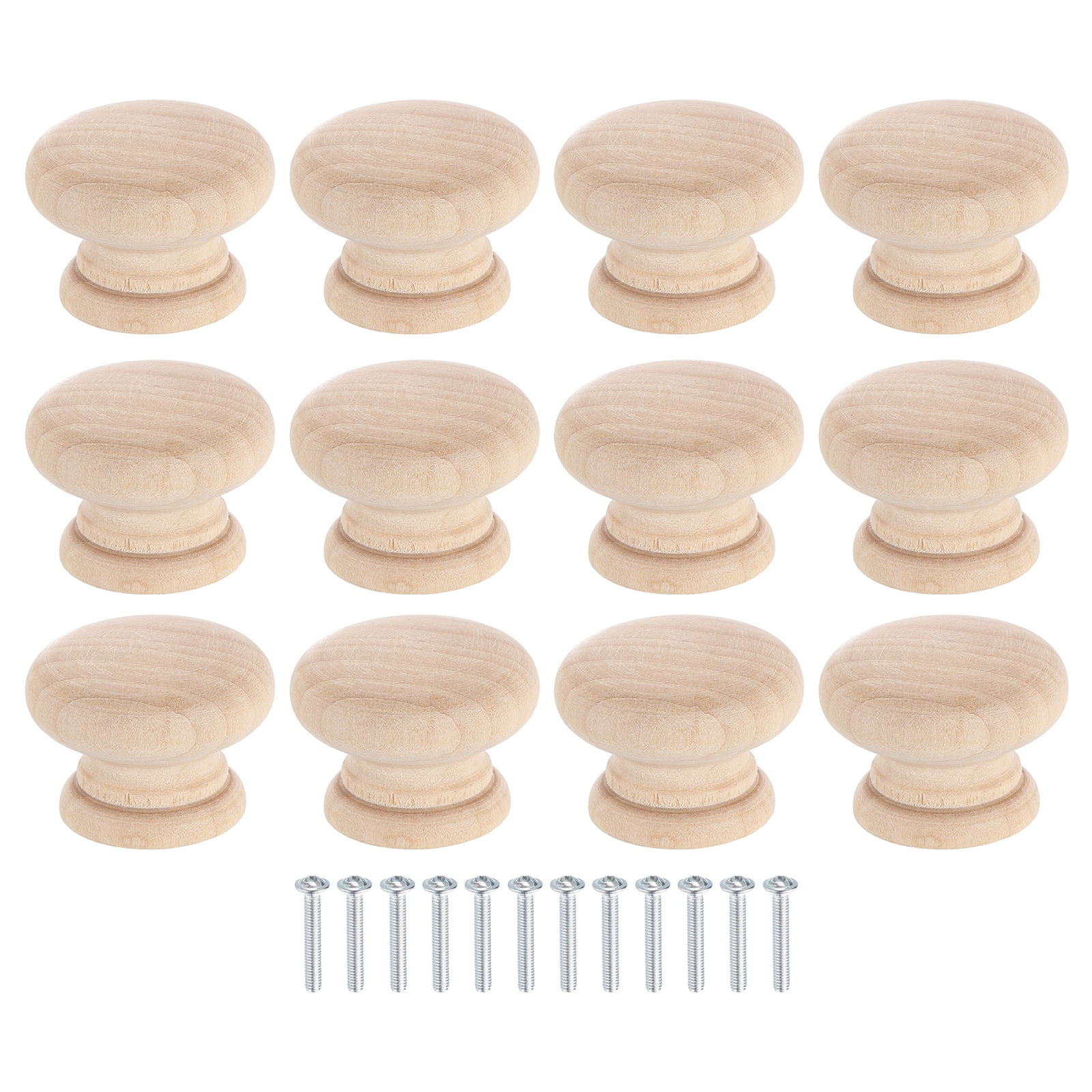 Uxcell 12 Pack Round Wood Drawer Knob, 1 3/8" Diameter Round Dresser ...