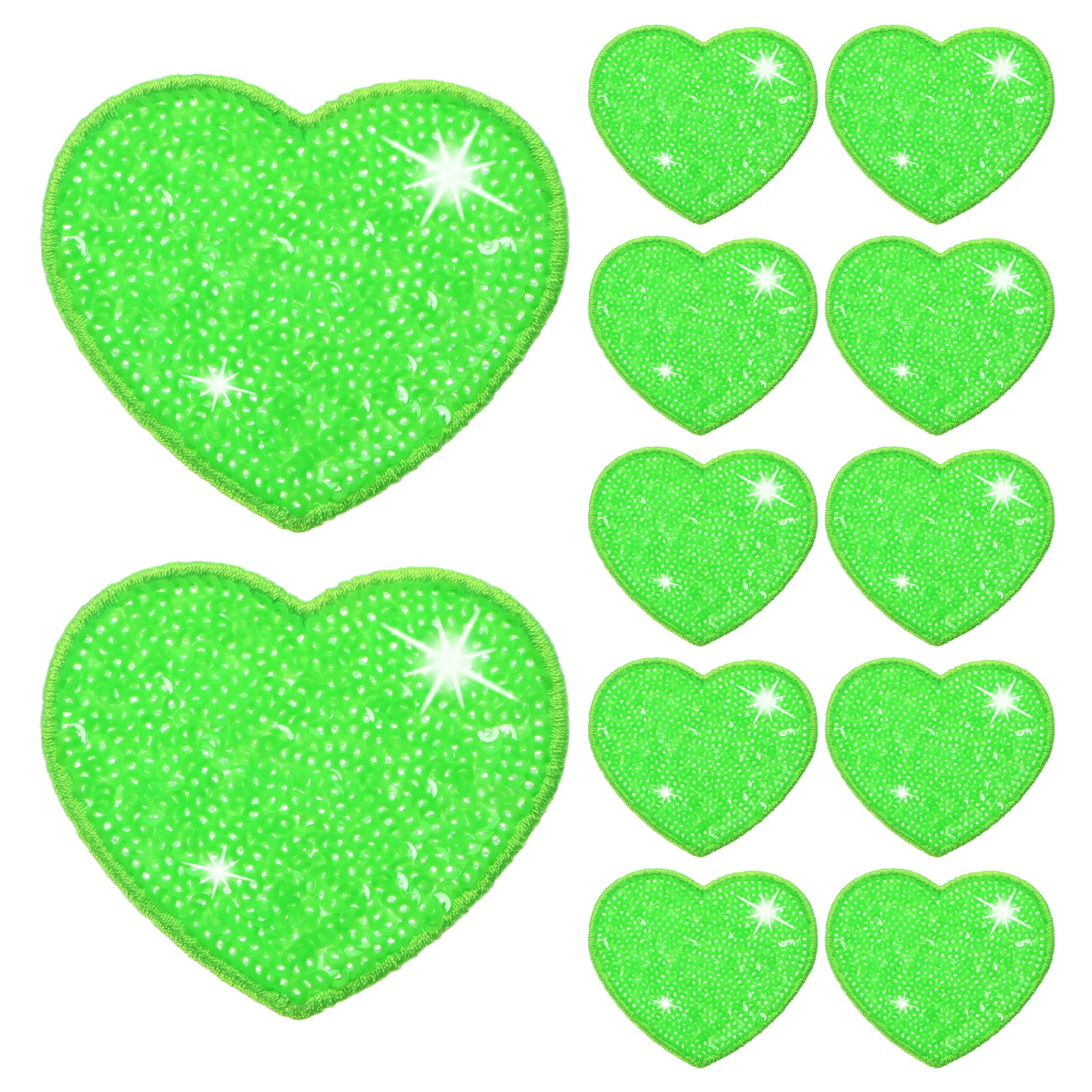 Uxcell 12-Pack Sequin Heart Iron Patches, 2.8x2.4in/7x6cm Colorful ...