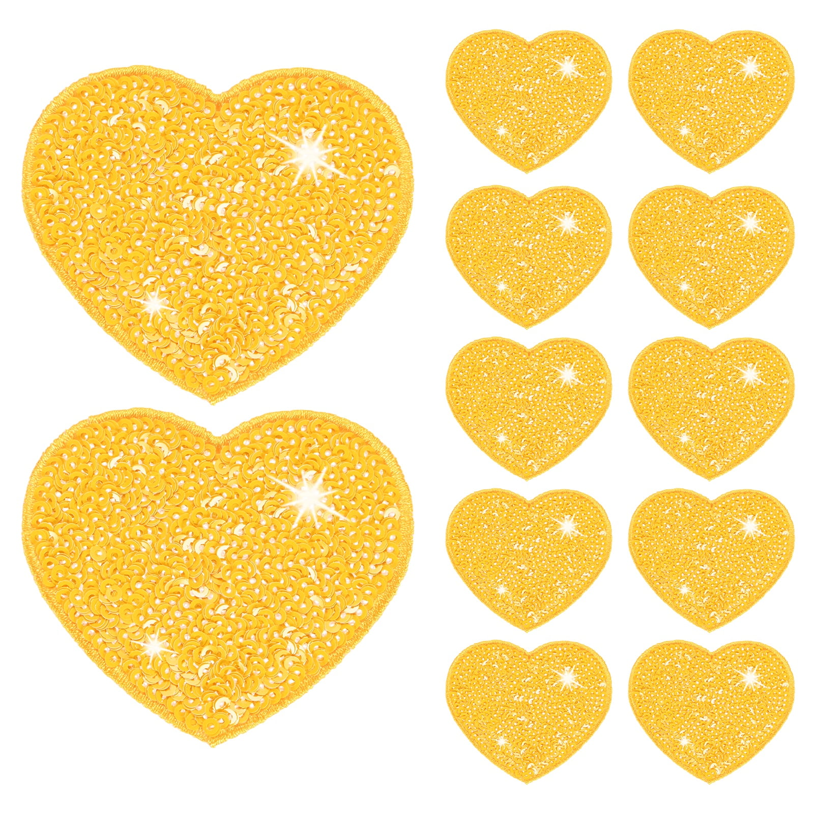 Uxcell 12-Pack Sequin Heart Iron Patches, 2.8x2.4in/7x6cm Colorful ...