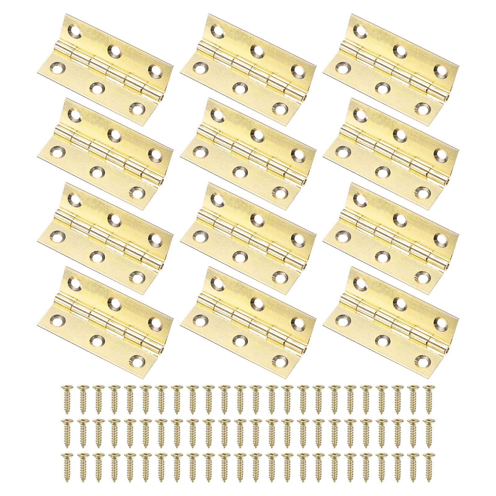 Uxcell 12-Pack Small Door Hinges, 2in (51mm) Brass Interior Folding ...