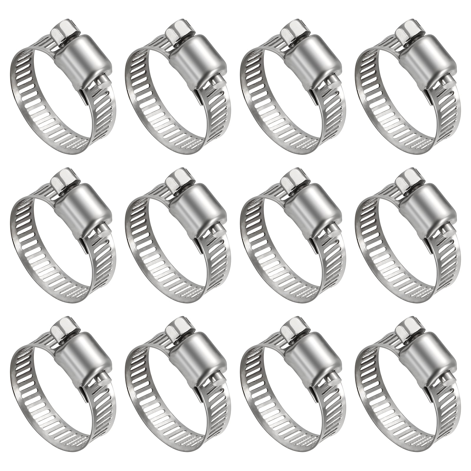 Uxcell 12 Pack Stainless Steel Hose Clamp, Adjustable Range 0.6"- 1.1 ...