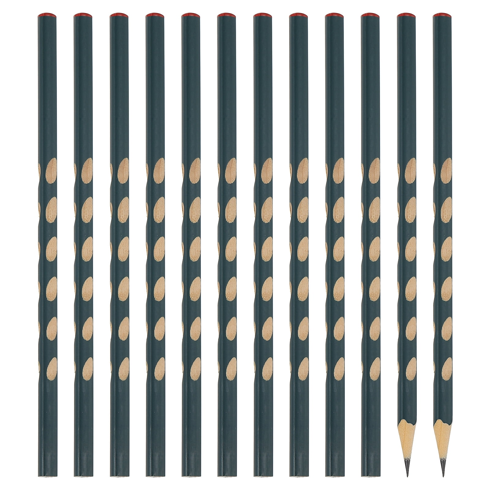 Uxcell 12 Pack Triangle Hole Design HB Graphite Pencil with Red Top ...