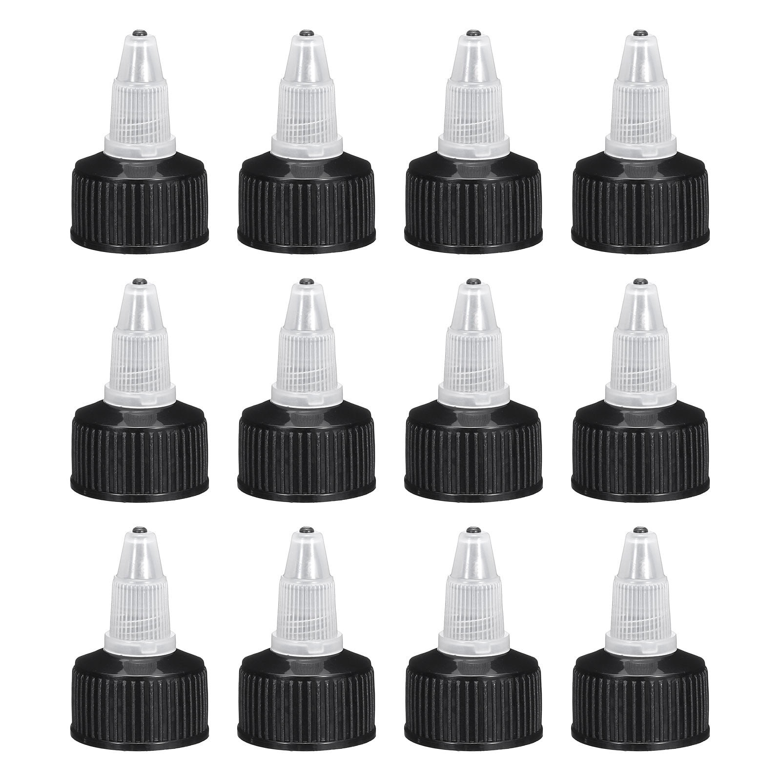 Uxcell 12 Pack Twist Top Cap 24/410 Black Dispensing Squeeze Bottle ...