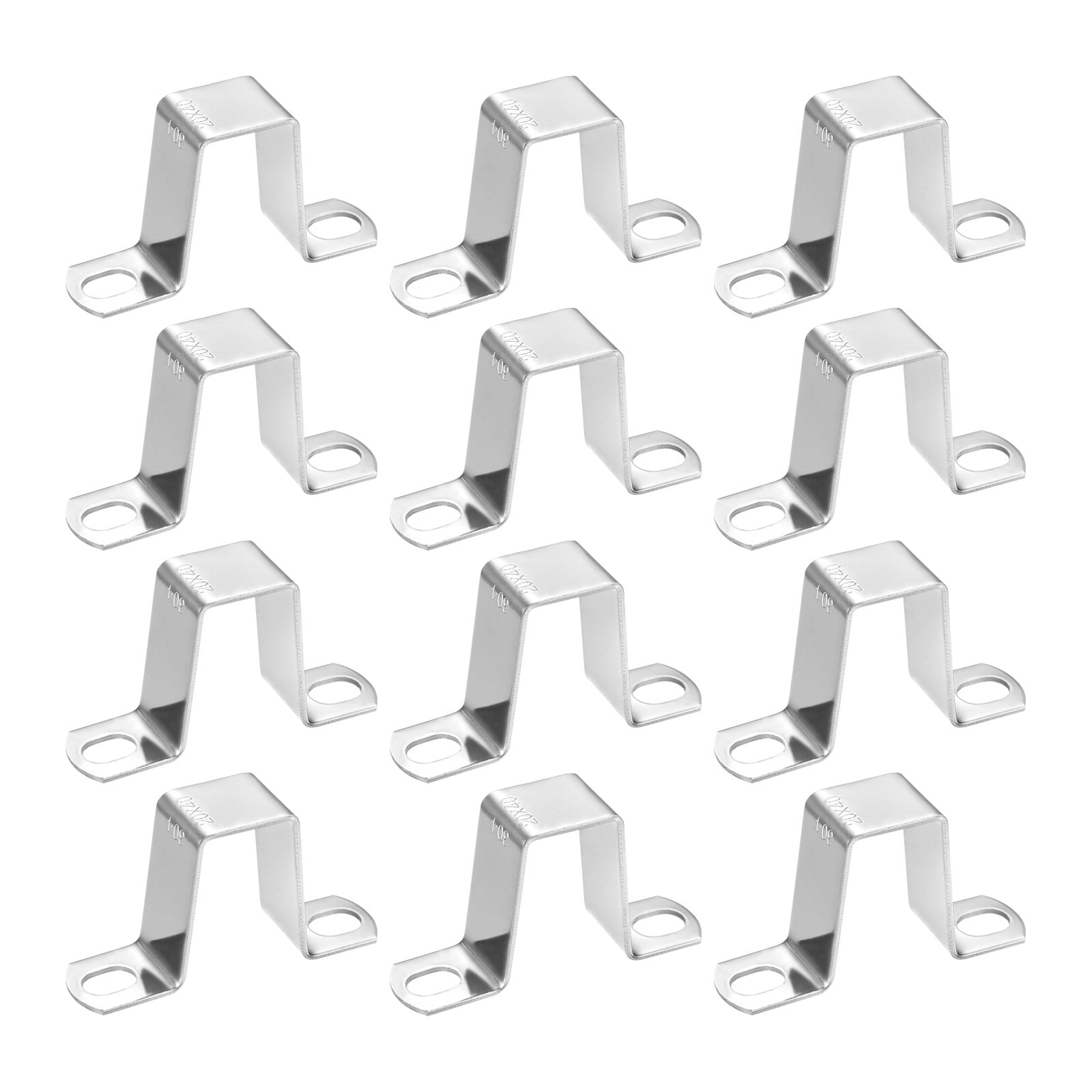 Uxcell 12-Pack U Shaped Connector Bracket, 20x40mm 304 Stainless Steel ...