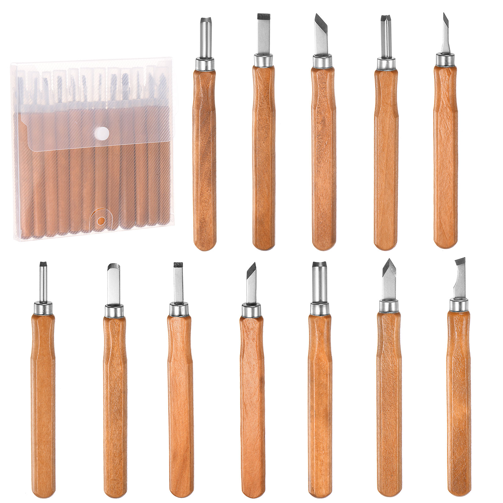 Uxcell 12 Packs SK2 Carbon Tool Steel Wood Chisels Carving Tools Knife ...