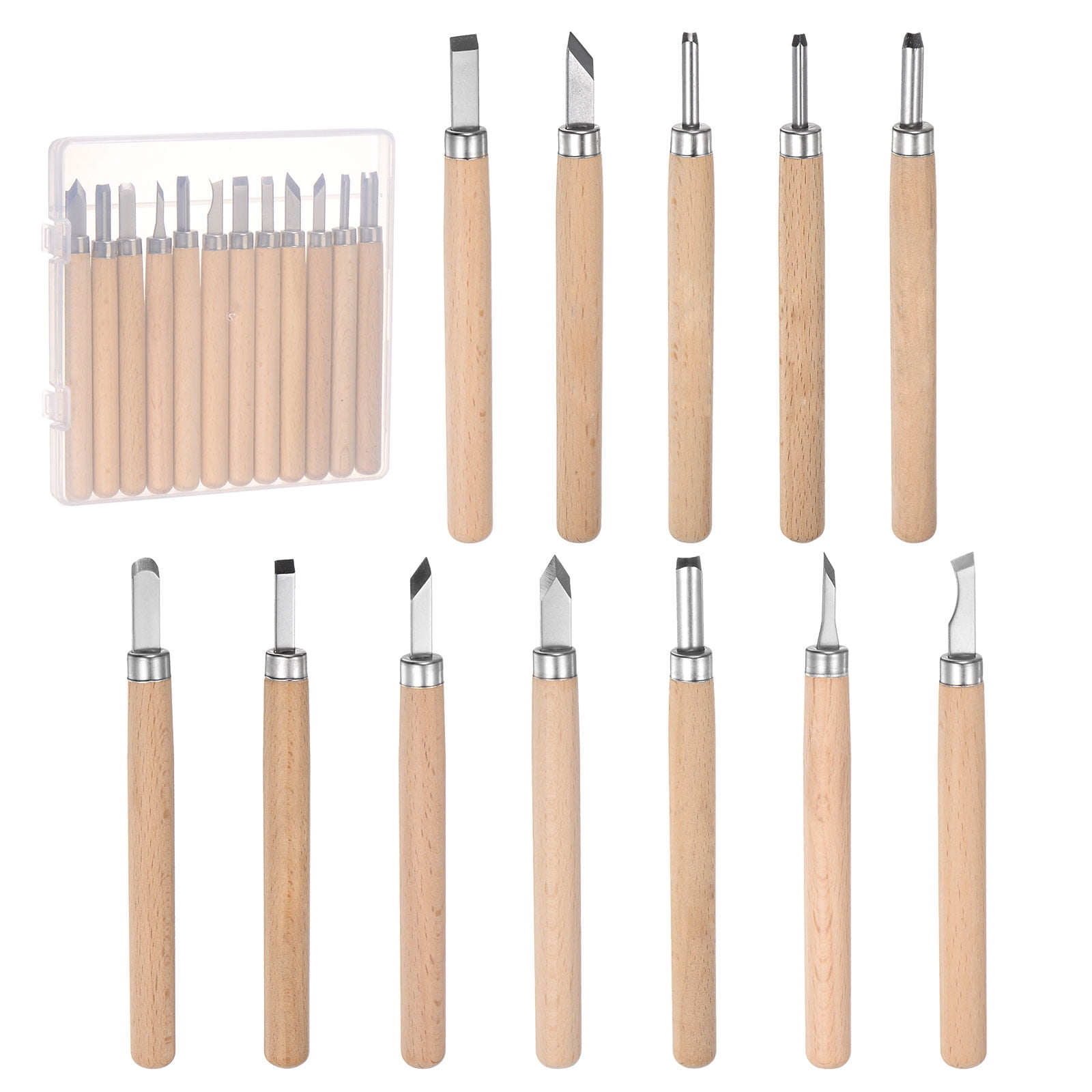 Uxcell 12 Packs Wood Chisels Hand Carving Tools Carving Knife Set with ...