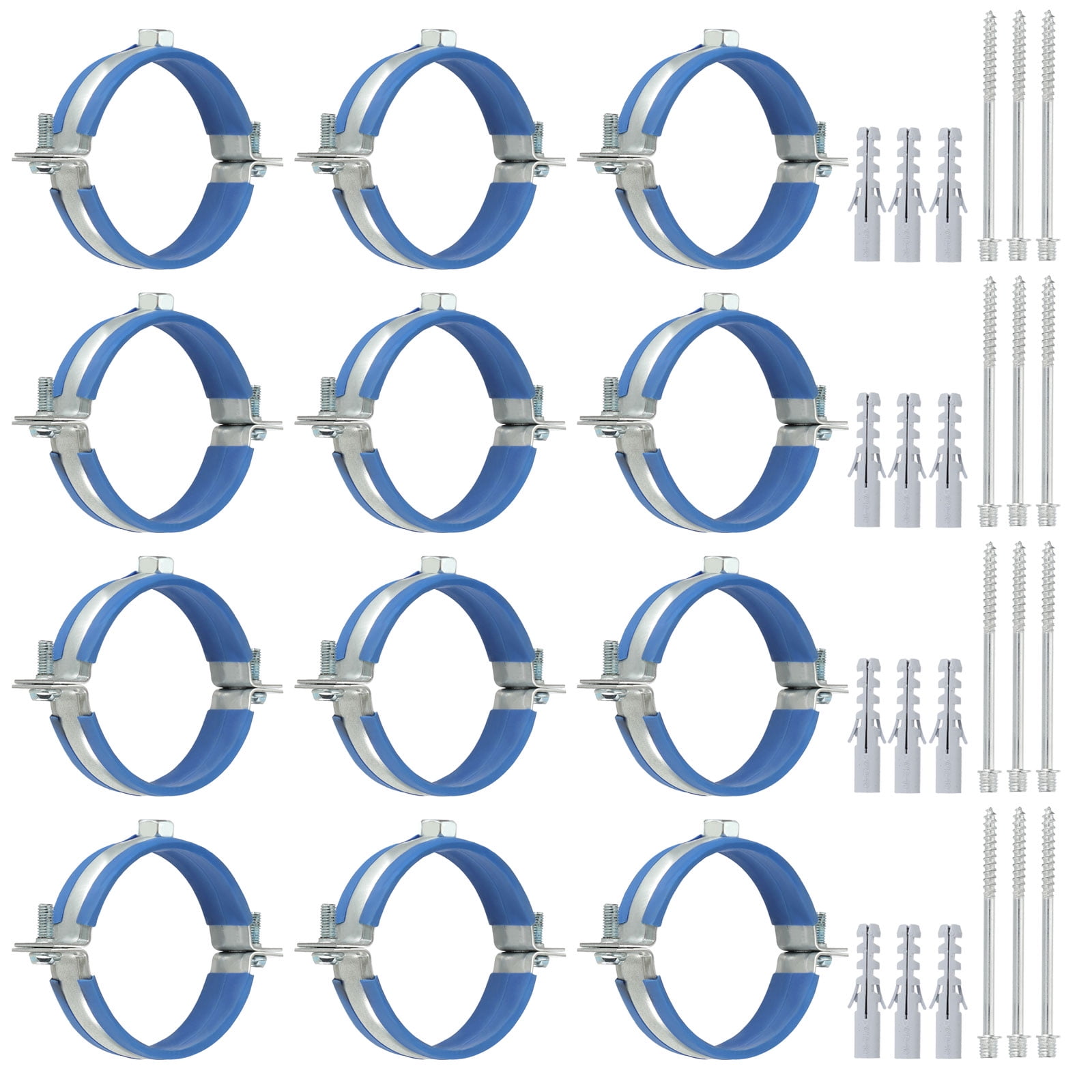 Uxcell 12 Pcs 2.3-2.6inch Heavy Duty Adjustable Split Ring Pipe Hanger ...