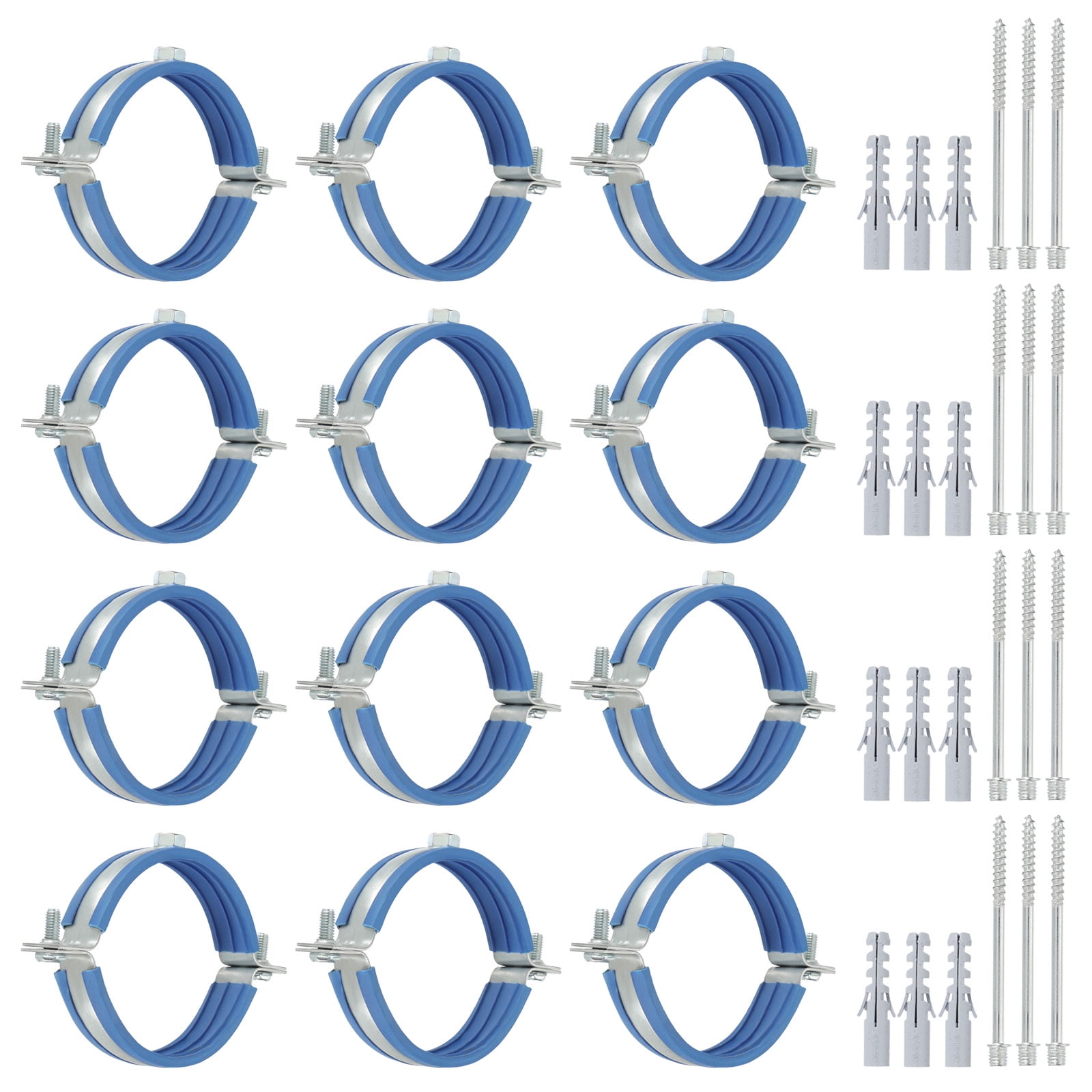 Uxcell 12 Pcs 2.9-3.1inch Heavy Duty Adjustable Split Ring Pipe Hanger ...