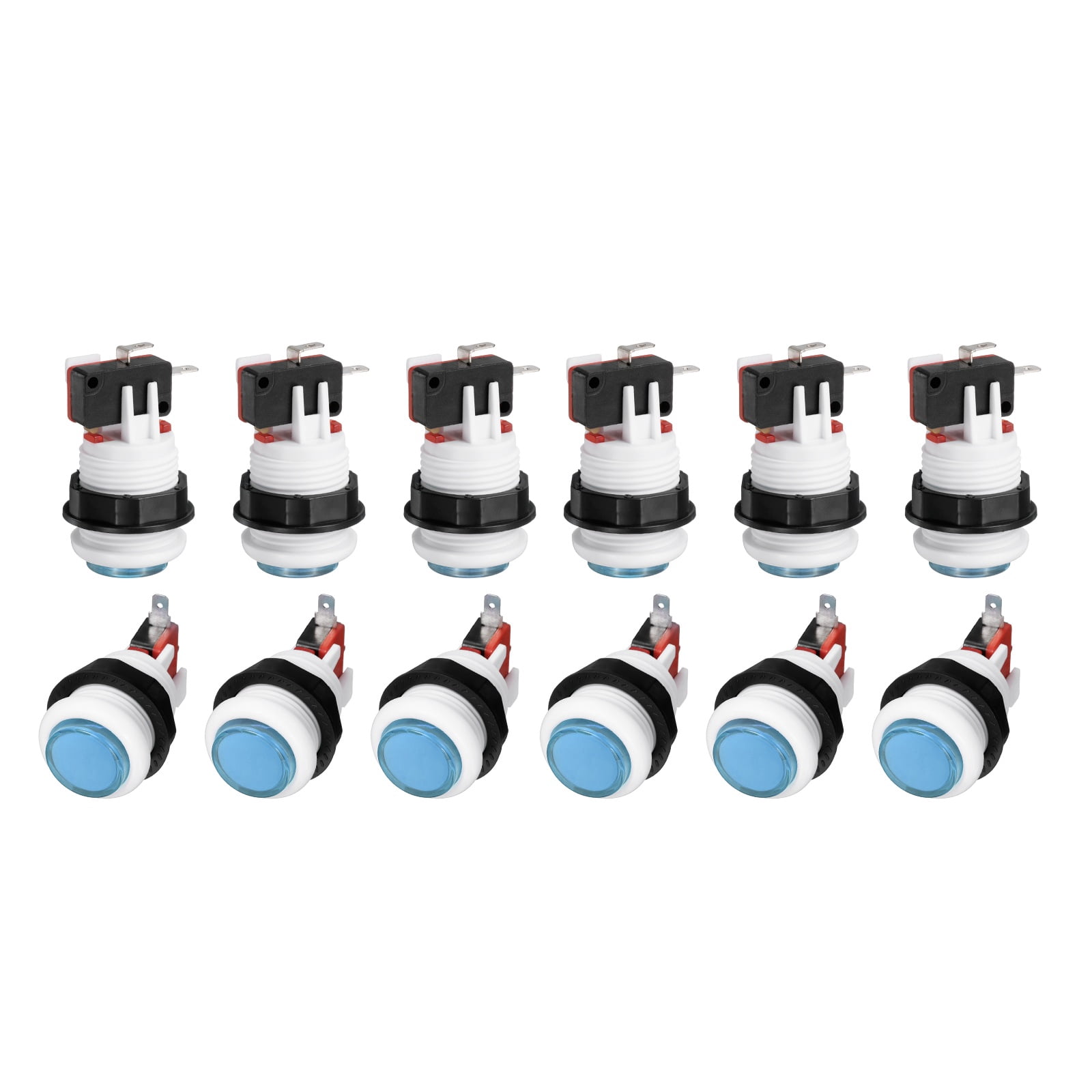 Uxcell 12 Pcs 5A 12/14V American Style Arcade Push Button with Micro ...