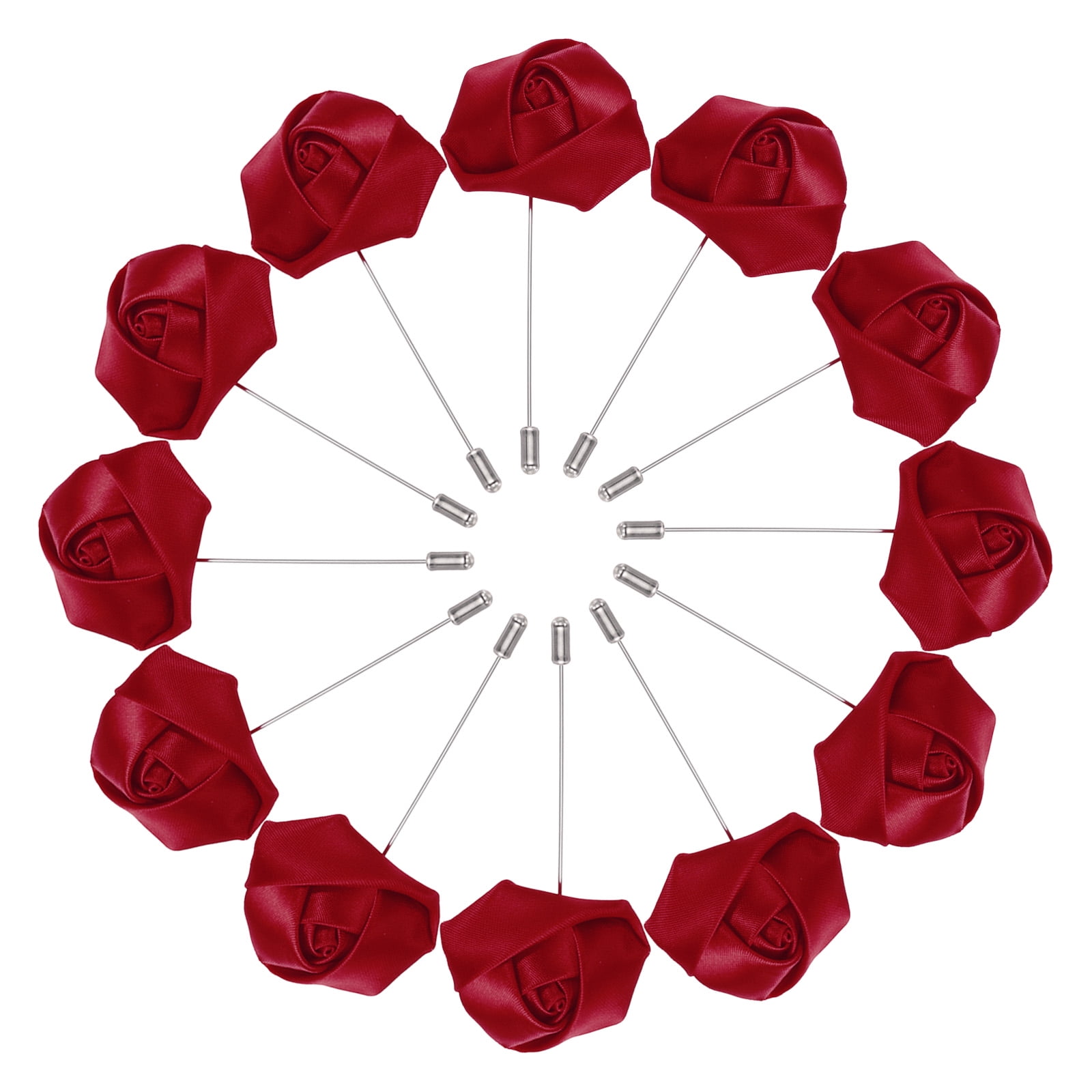 Uxcell 12 Pcs Groom Boutonnieres Rose Boutonnieres Pins for Men Wedding ...