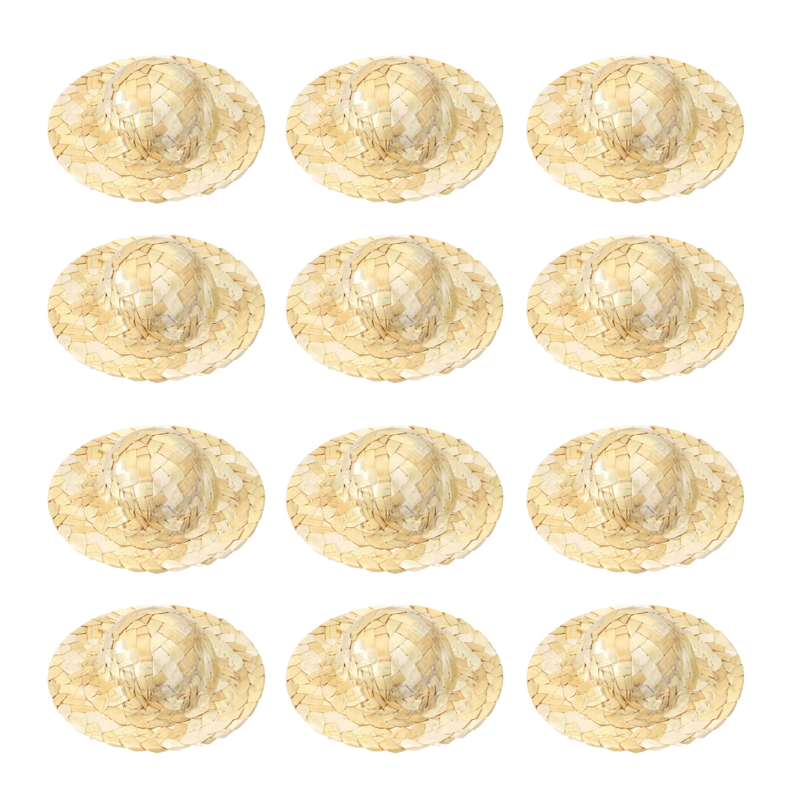 Uxcell 12 Pcs Mini Straw Hats 2.6 Inch Knitting Miniature Straw Hats ...
