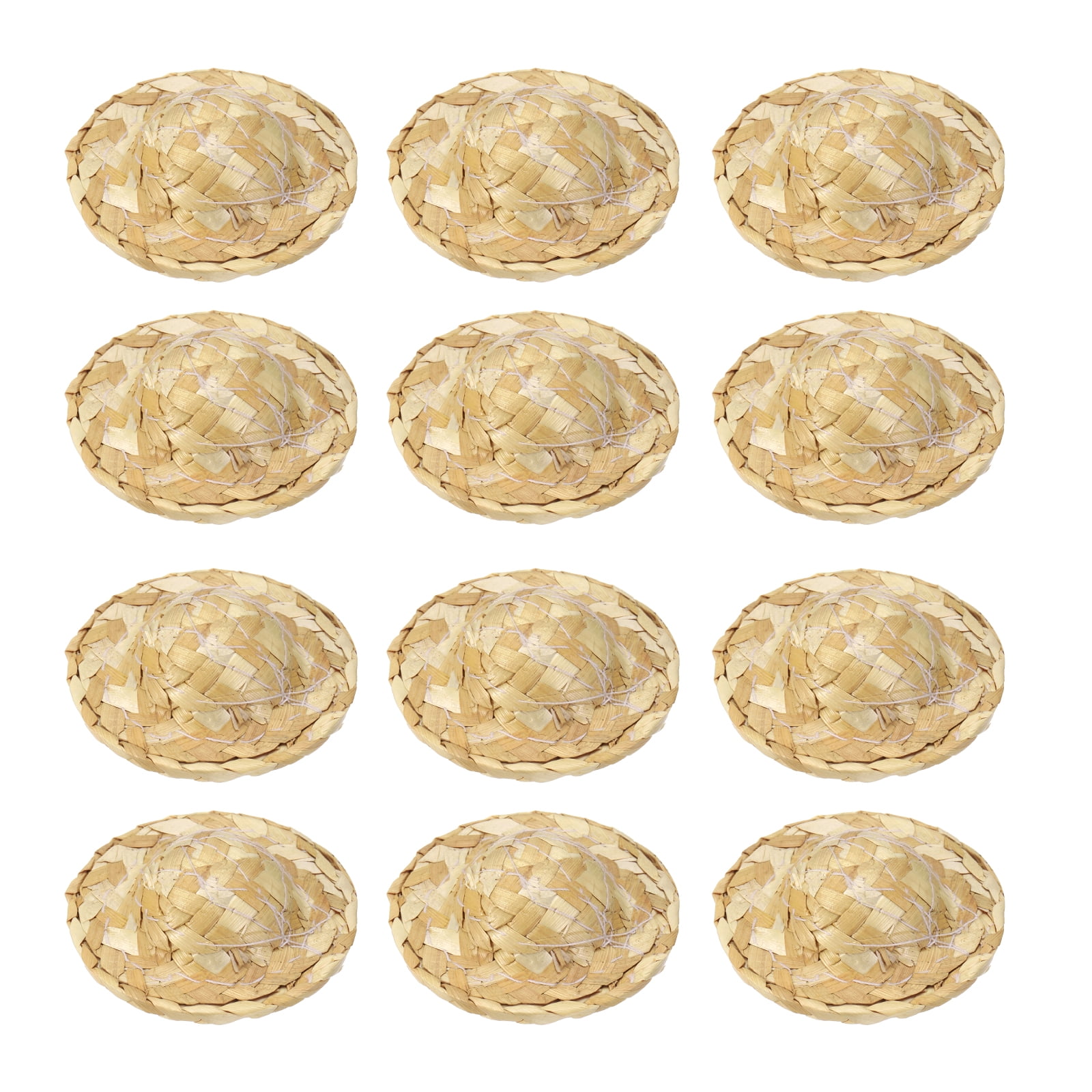 Uxcell 12 Pcs Mini Straw Hats 2 Inch Knitting Miniature Straw Hats Tiny ...