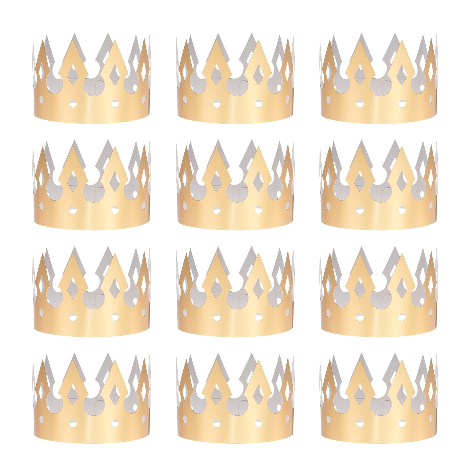 Uxcell 12 Pcs Paper Crowns Gold Foil Crown for Birthday,Classic Hollow ...