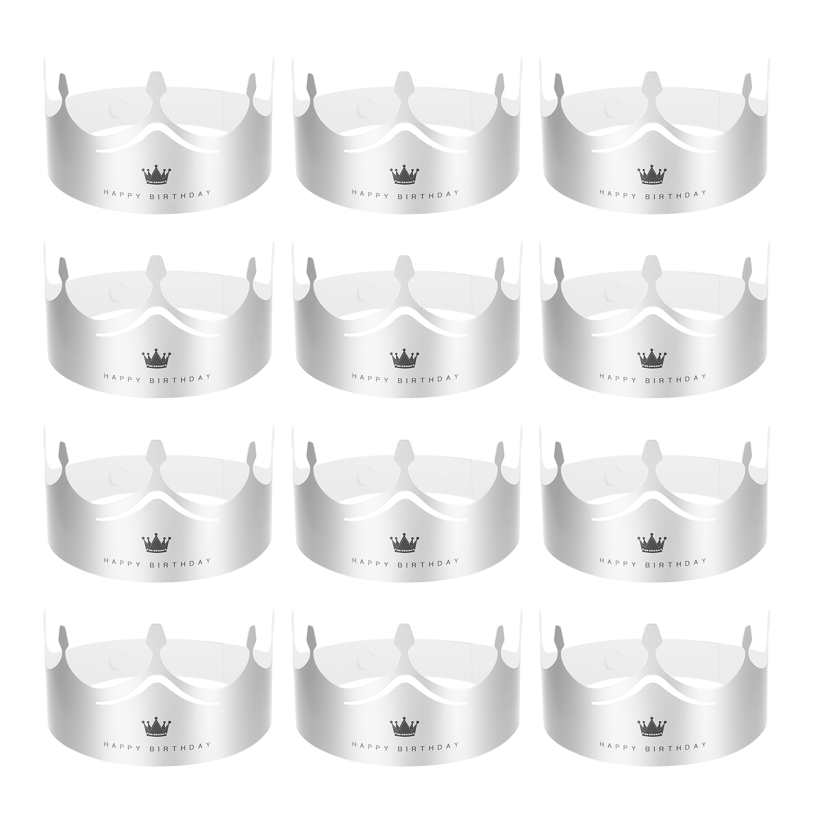 Uxcell 12 Pcs Paper Crowns Silver Foil Crown with Pattern for Birthday ...