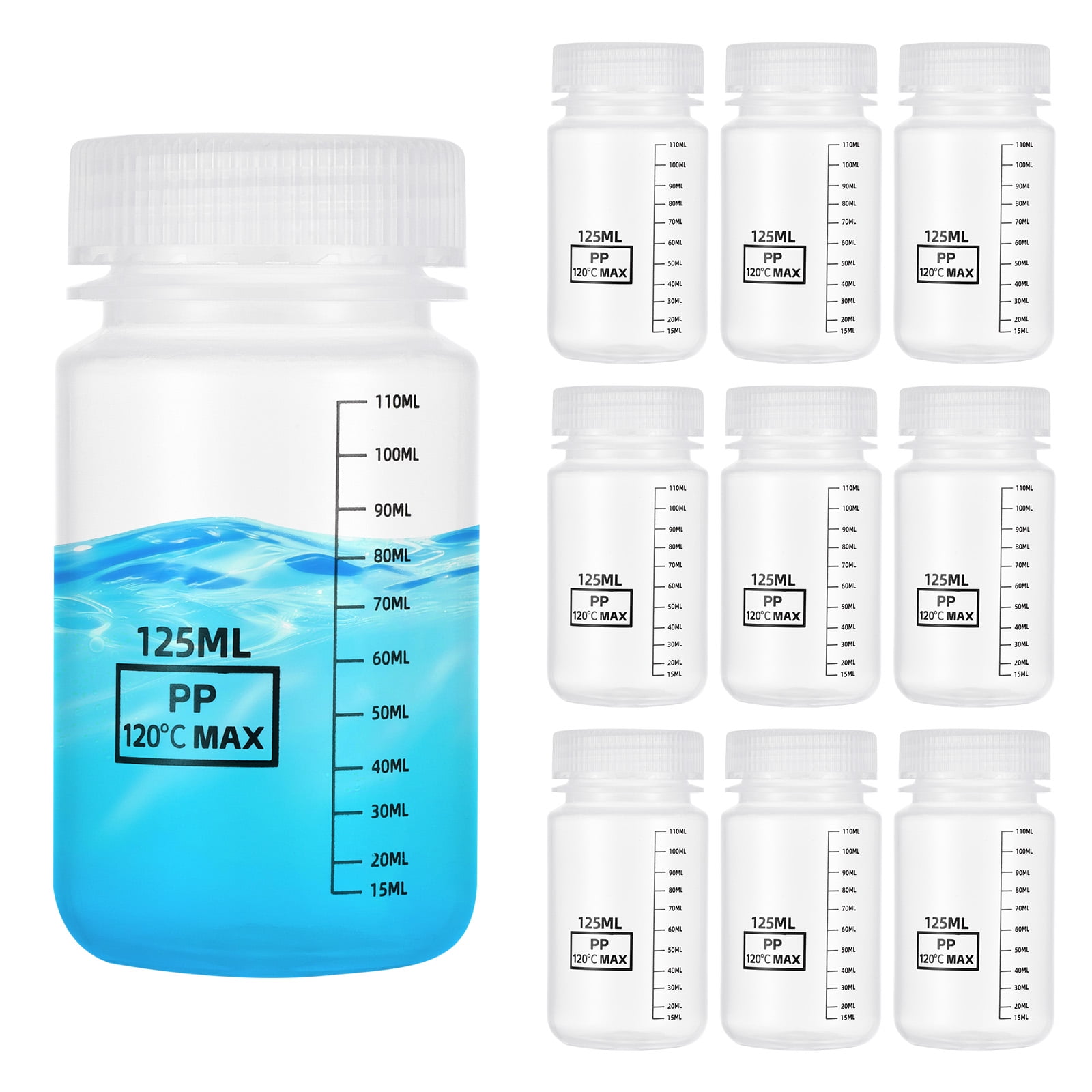 Uxcell 12 Pcs Plastic Sample Bottles with Screw Cap, 4 oz 125ml Wide ...