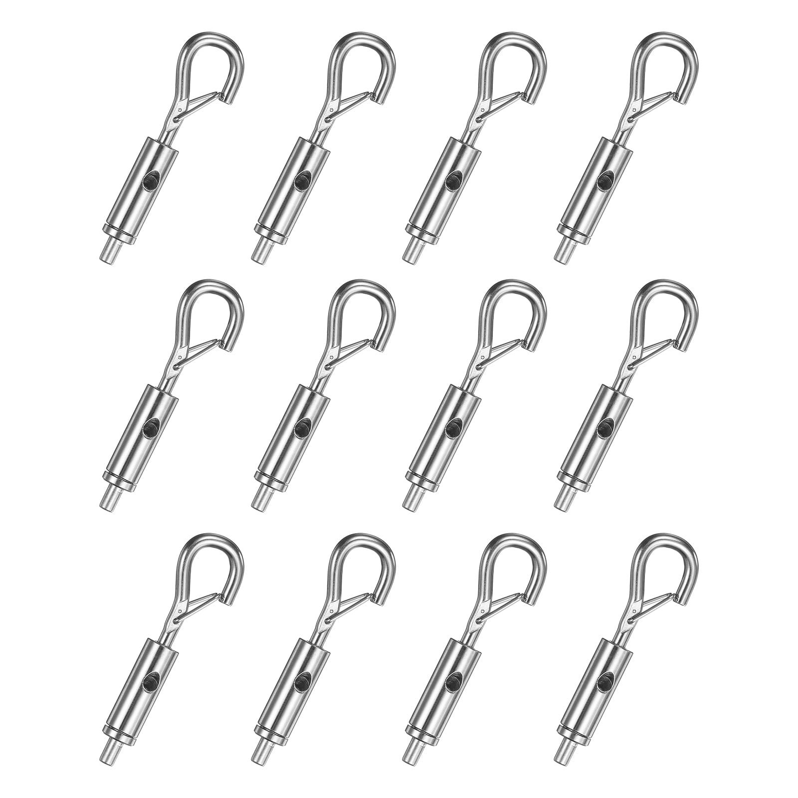 Uxcell 12 Pcs Portable Hook & Eye Turnbuckle Tension, Steel Wire Rope ...