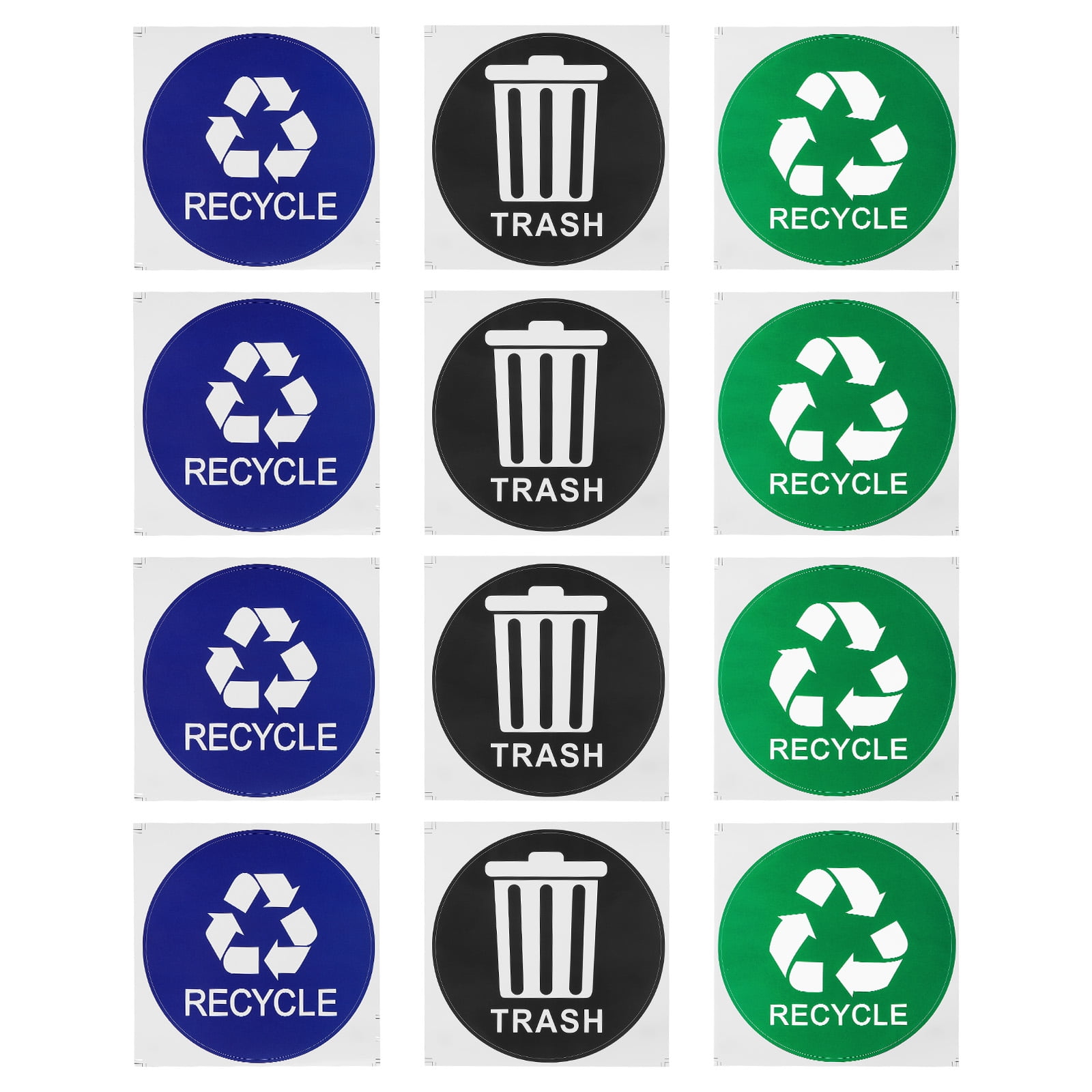 Uxcell 12 Pcs Trash Recycle Sign Decals Recycle and Trash Symbols ...