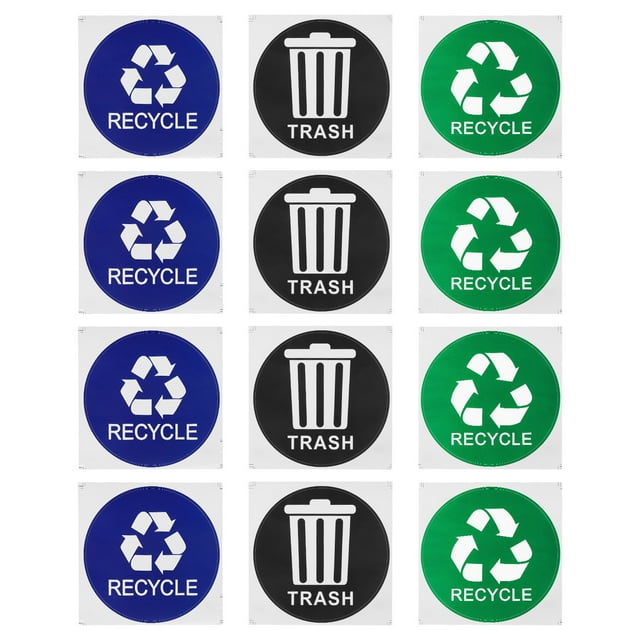 Uxcell 12 Pcs Trash Recycle Sign Decals Recycle and Trash Symbols ...