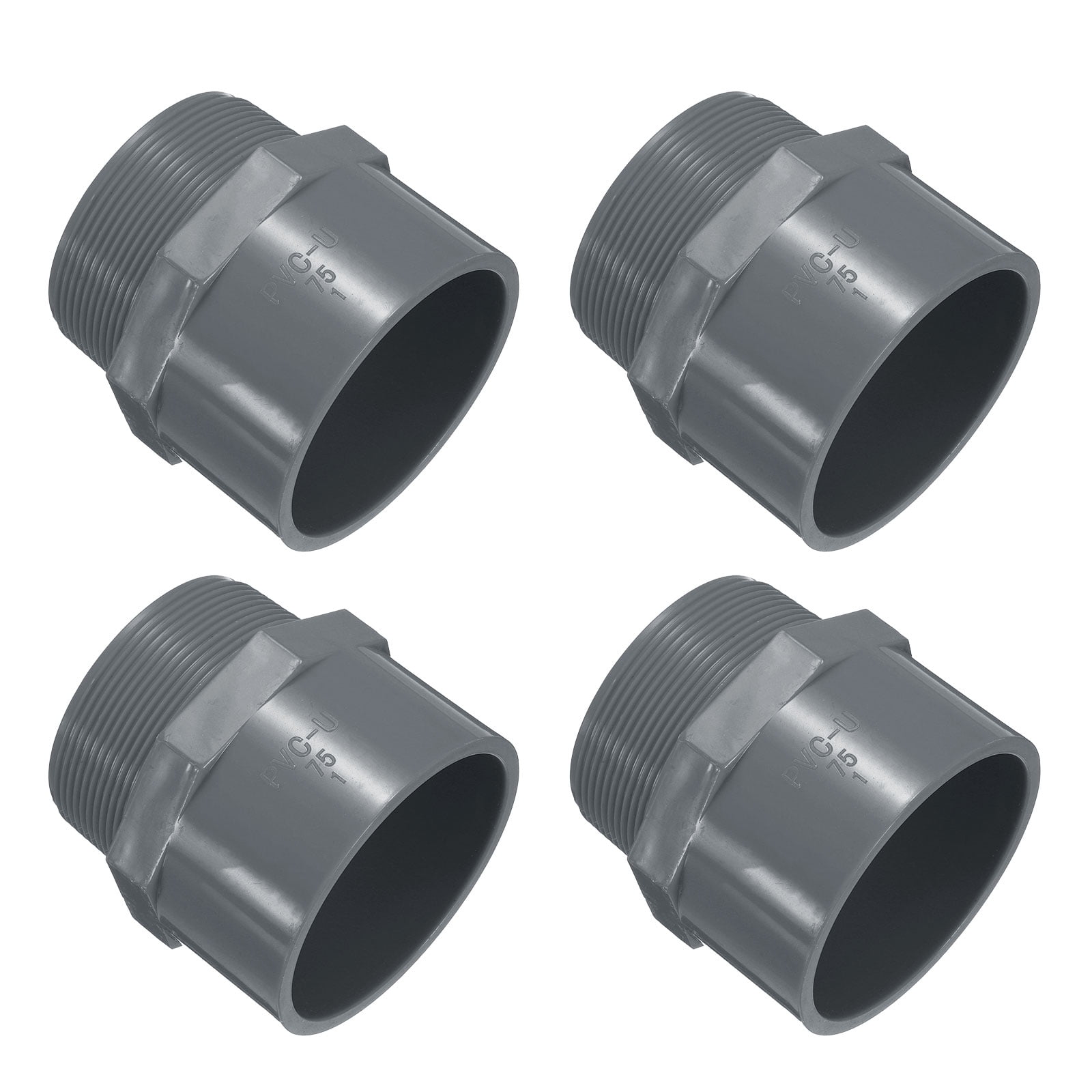 Uxcell 4 Pcs Union PVC Pipe Fitting 2.5" Male Adapter Thread Connector ...