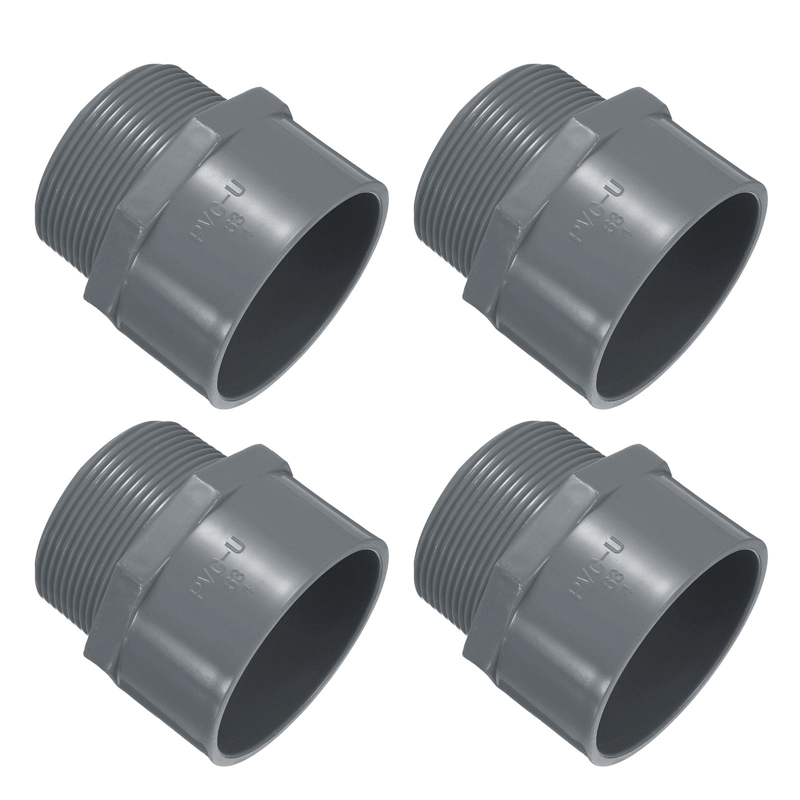 Uxcell 4 Pcs Union PVC Pipe Fitting 2" Male Adapter Thread Connector ...