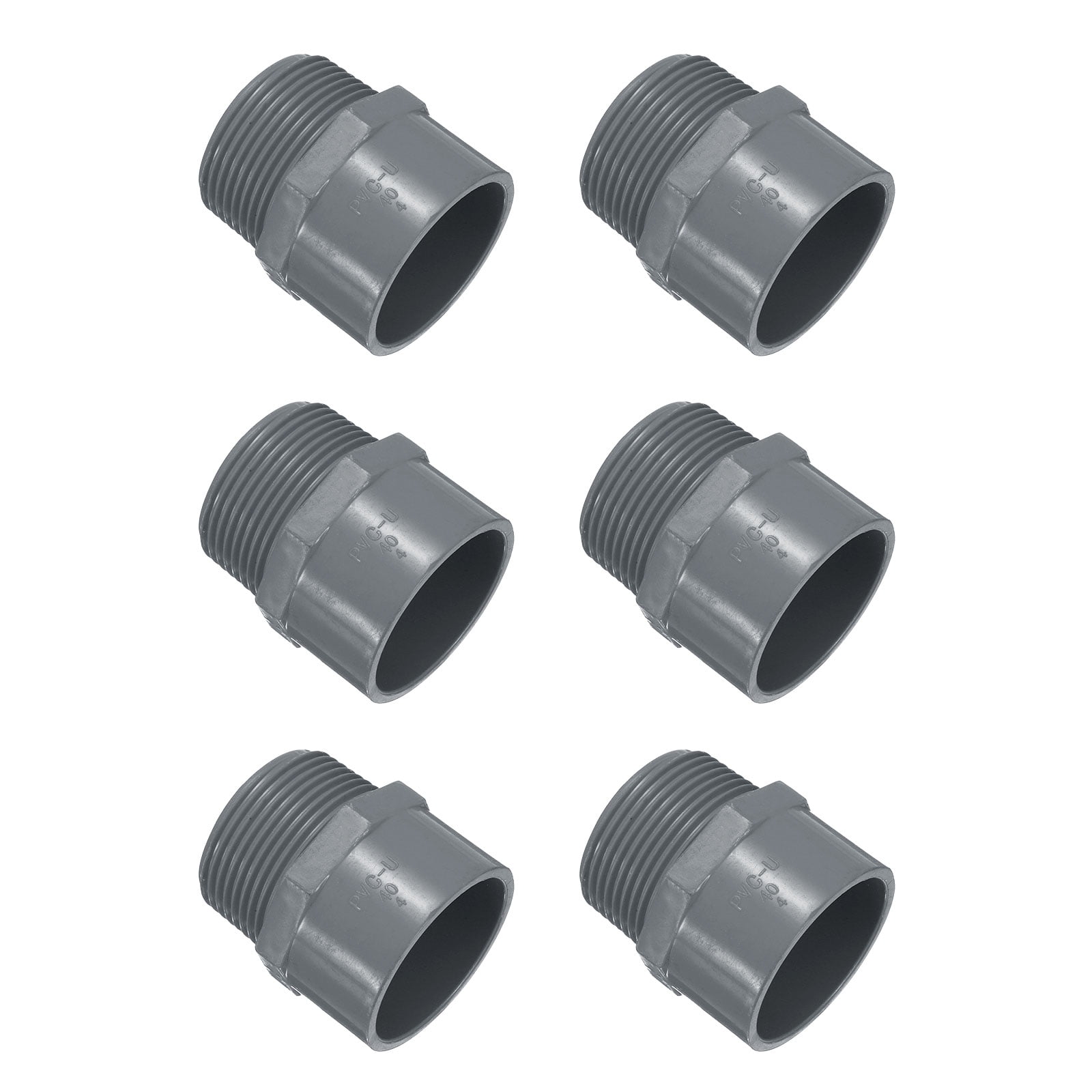 Uxcell 6 Pcs Union PVC Pipe Fitting 1.2" Male Adapter Thread Connector ...
