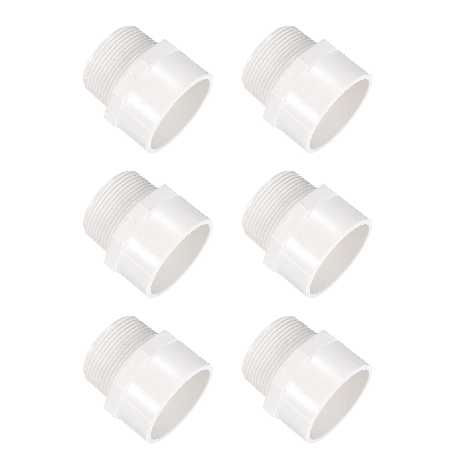 Uxcell 6 Pcs Union PVC Pipe Fitting 1.5" Male Adapter Thread Connector ...