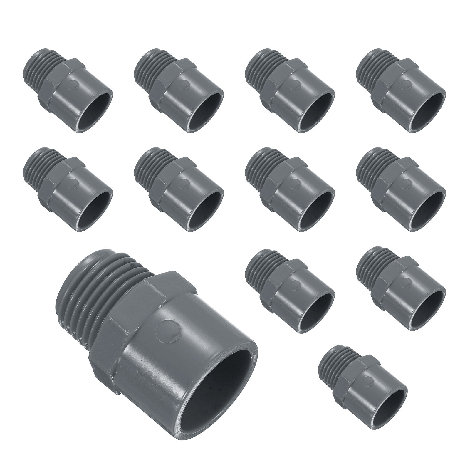 Uxcell 12 Pcs Union PVC Pipe Fitting 1/2" Male Adapter Thread Connector ...