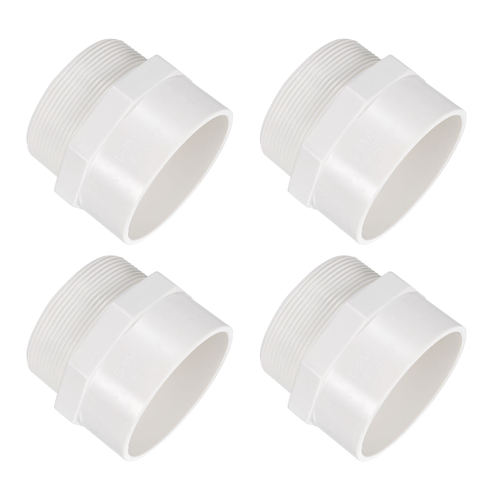 Uxcell 4Pcs Union Pipe Fitting 2.5" Male Adapter Thread Connector Pipe ...