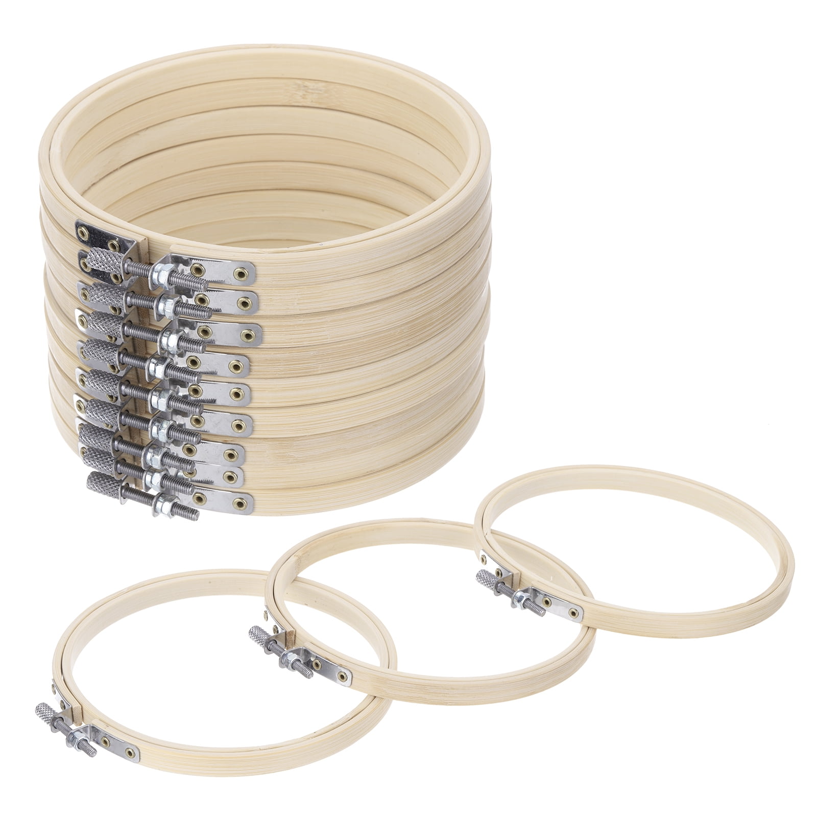 Uxcell 12 Pcs 5" Embroidery Hoops Adjustable Round Bamboo Circle Cross ...