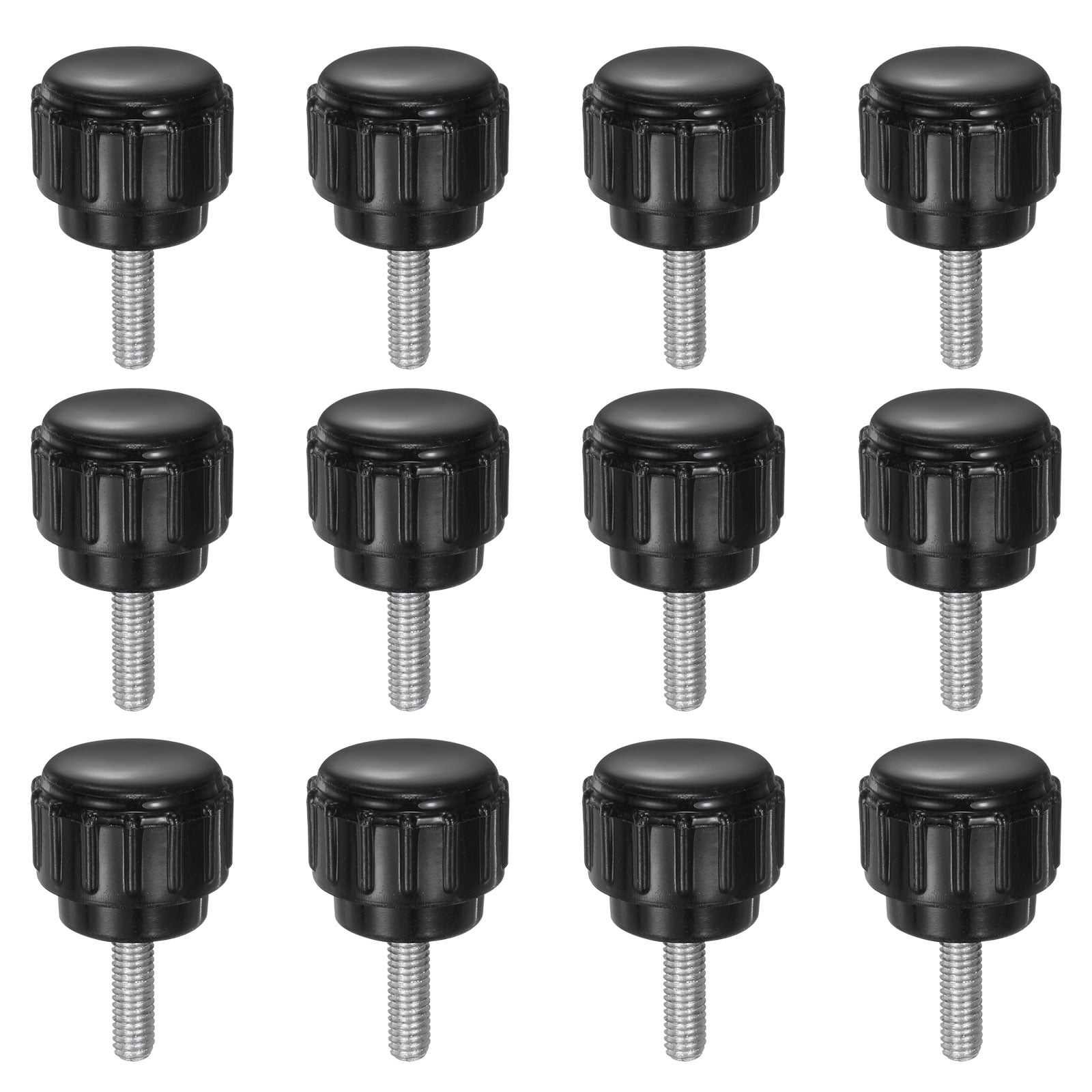Uxcell 12 Pieces Knurled Clamping Knobs M3 x 10mm Zinc Plated Carbon Steel Threaded Stud 14mm ...