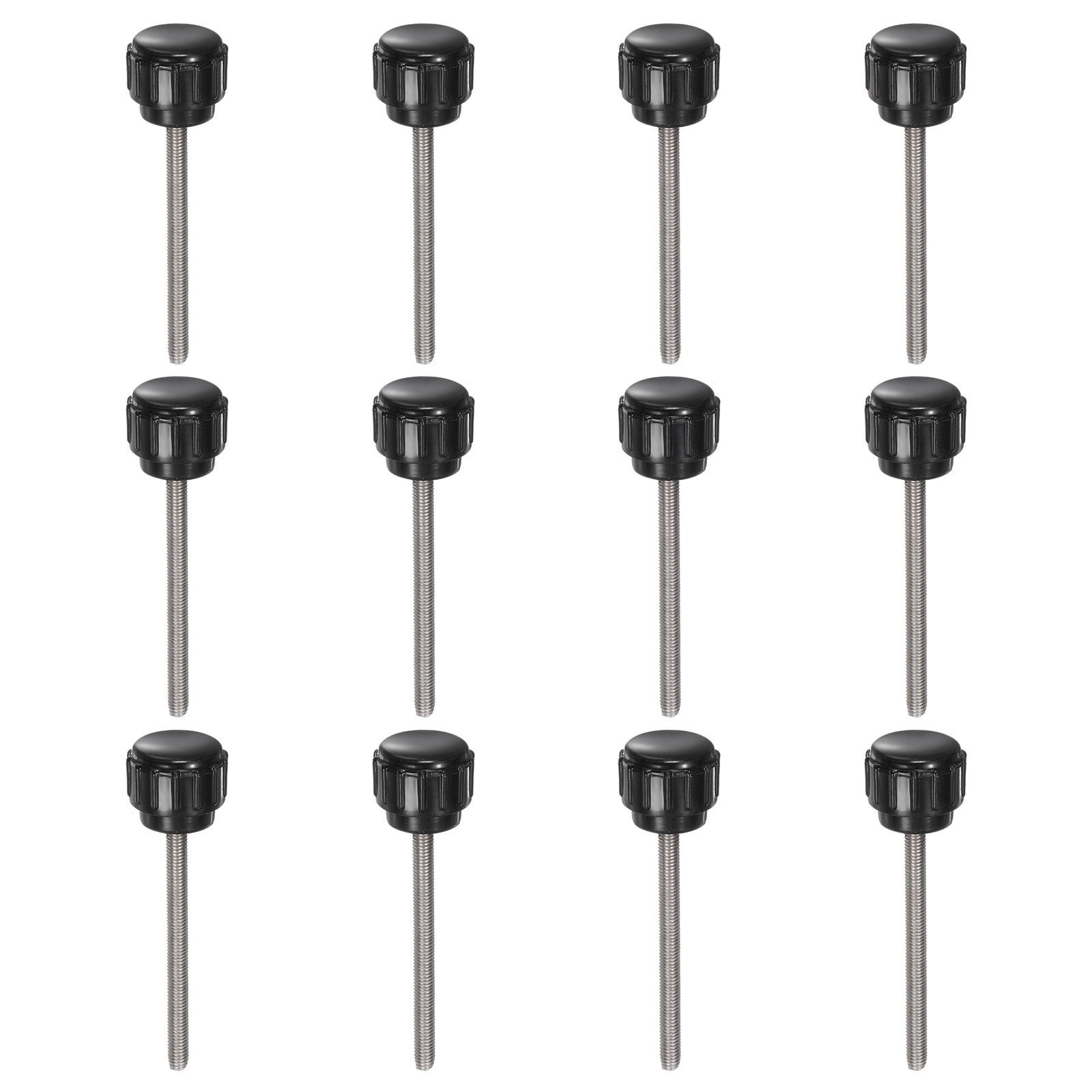 Uxcell 12 Pieces Knurled Clamping Knobs M3 x 40mm 304 Stainless Steel Threaded Stud 14mm Round ...