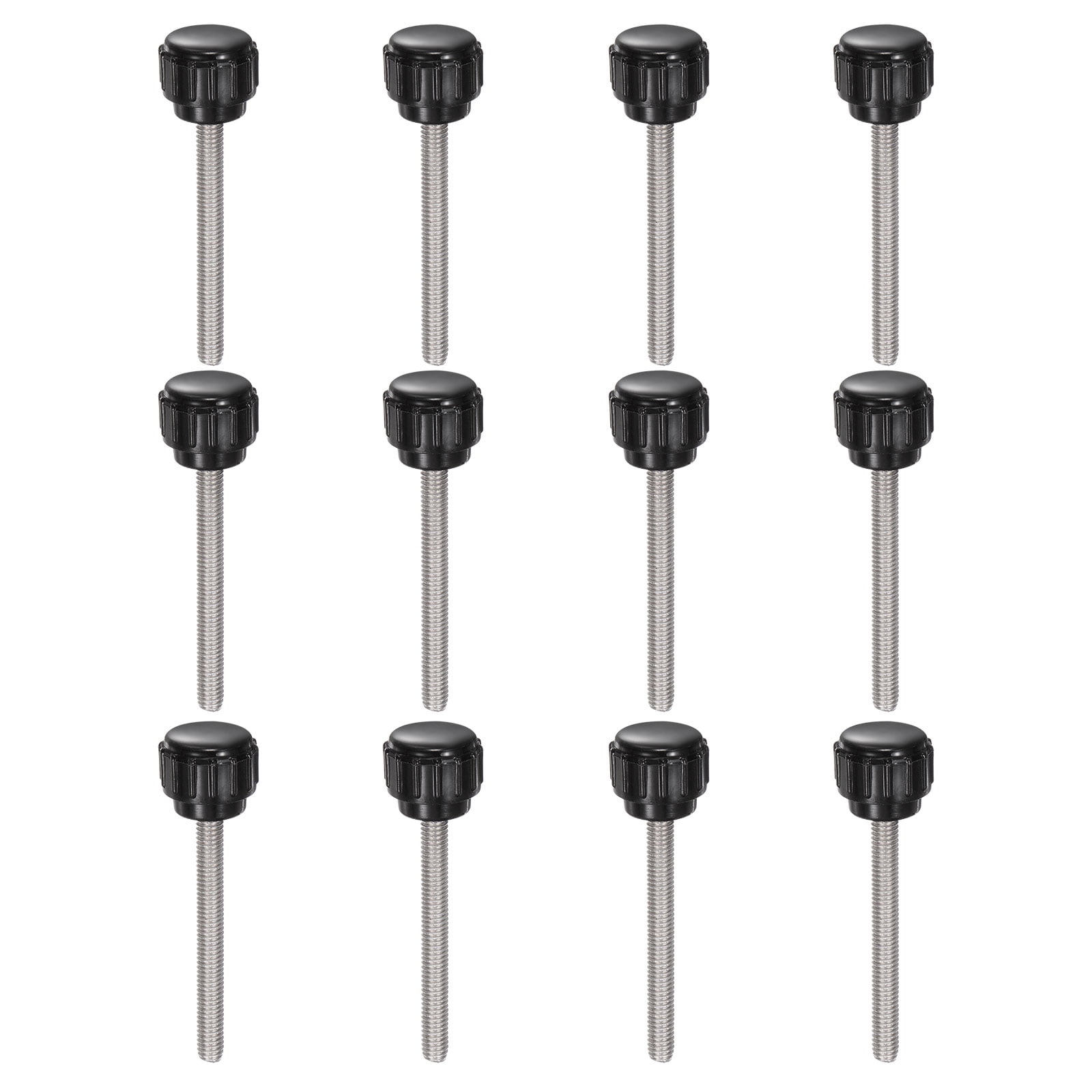 Uxcell 12 Pieces Knurled Clamping Knobs M4 x 40mm 304 Stainless Steel Threaded Stud 14mm Round ...