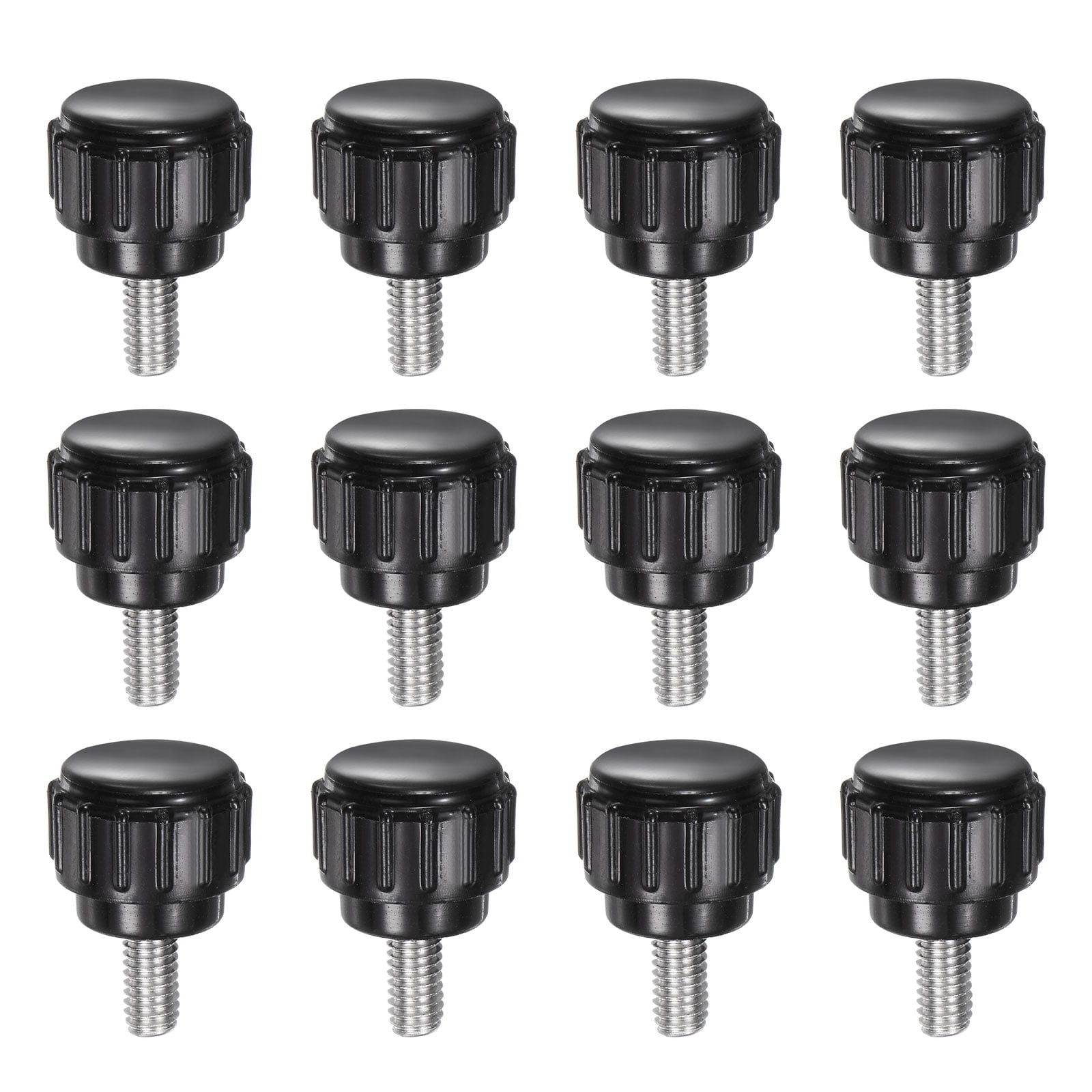 Uxcell 12 Pieces Knurled Clamping Knobs M4 x 8mm 304 Stainless Steel Threaded Stud 14mm Round ...