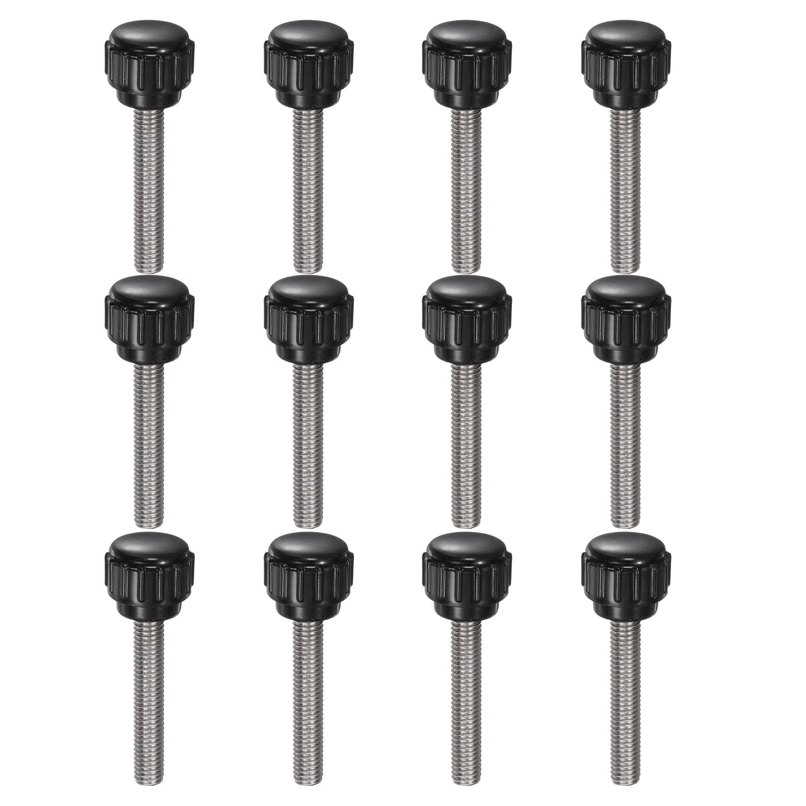 Uxcell 12 Pieces Knurled Clamping Knobs M5 x 30mm 304 Stainless Steel Threaded Stud 14mm Round ...