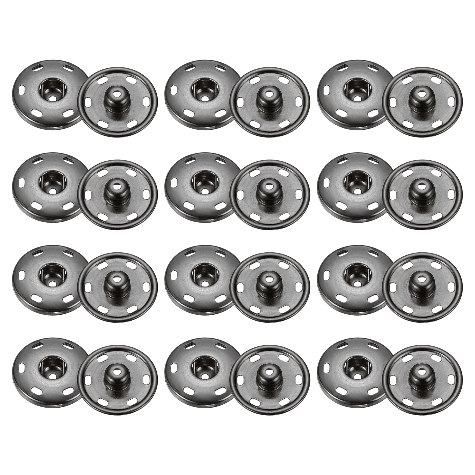 Uxcell 12 Set Sew-on Snap Buttons 21mm Metal Snap Fastener Buttons ...