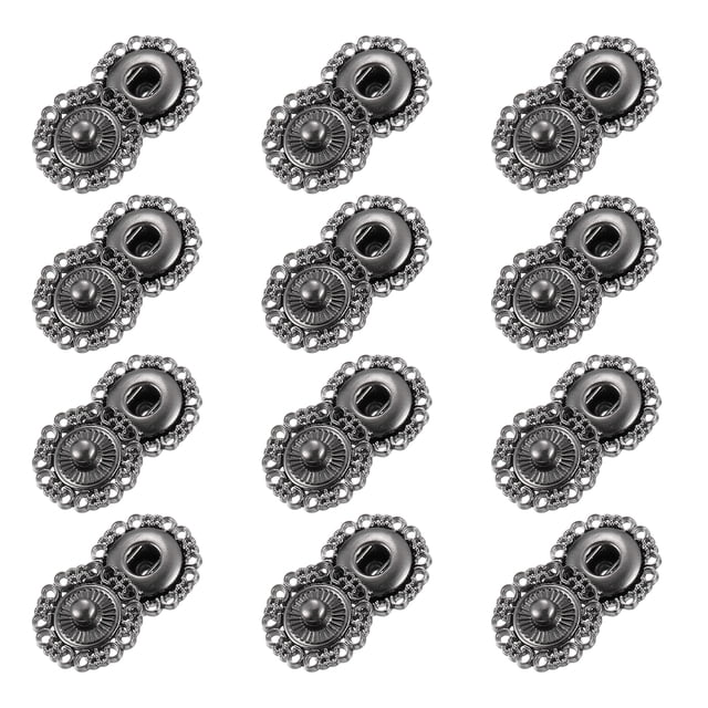 Uxcell 12 Sets Hollow Flower Snap Buttons, Press Buttons Metal Snap ...
