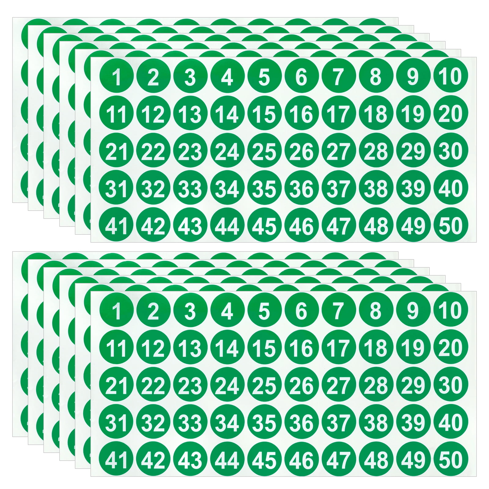 Uxcell 12 Sheets Consecutive Number Stickers1-50 Number Stickers Labels Self-Adhesive Number ...