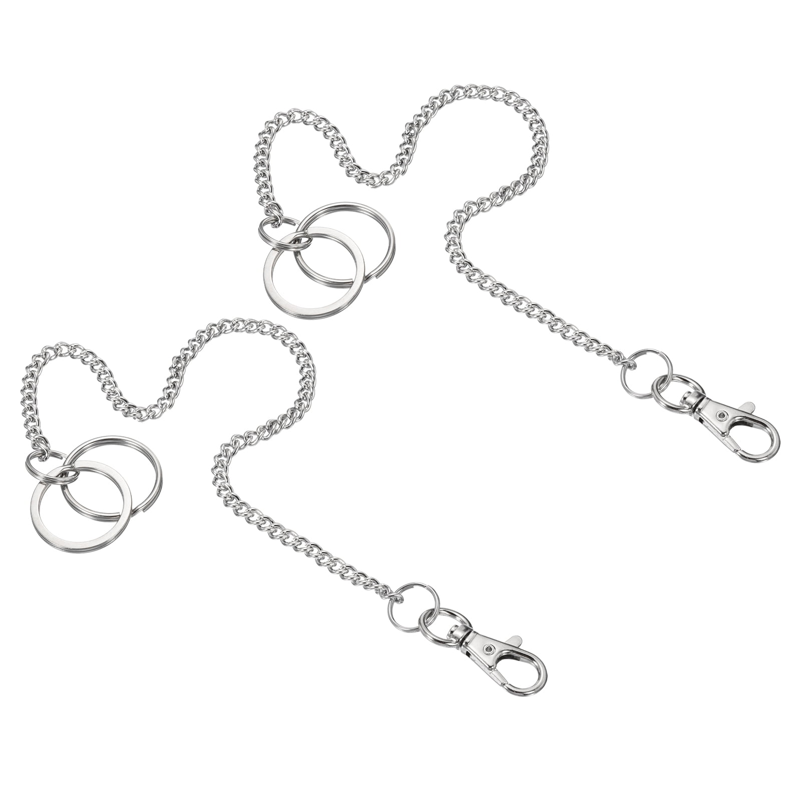 Uxcell 12" Stainless Steel Keychain with Key Rings Lobster Clasp Belt ...