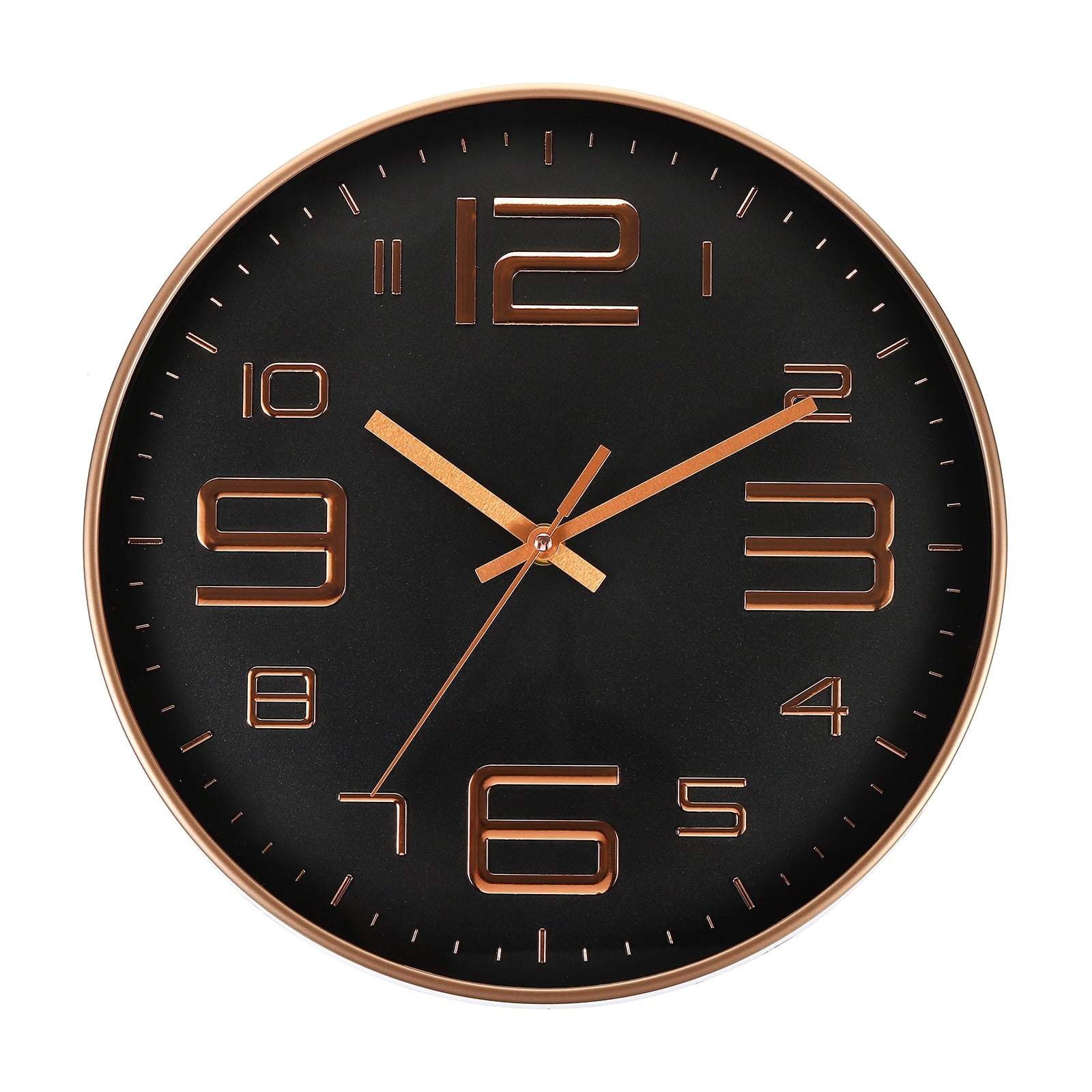 Uxcell 12" Wall Clock Battery Operated Silent Non-Ticking Gold 3D ...