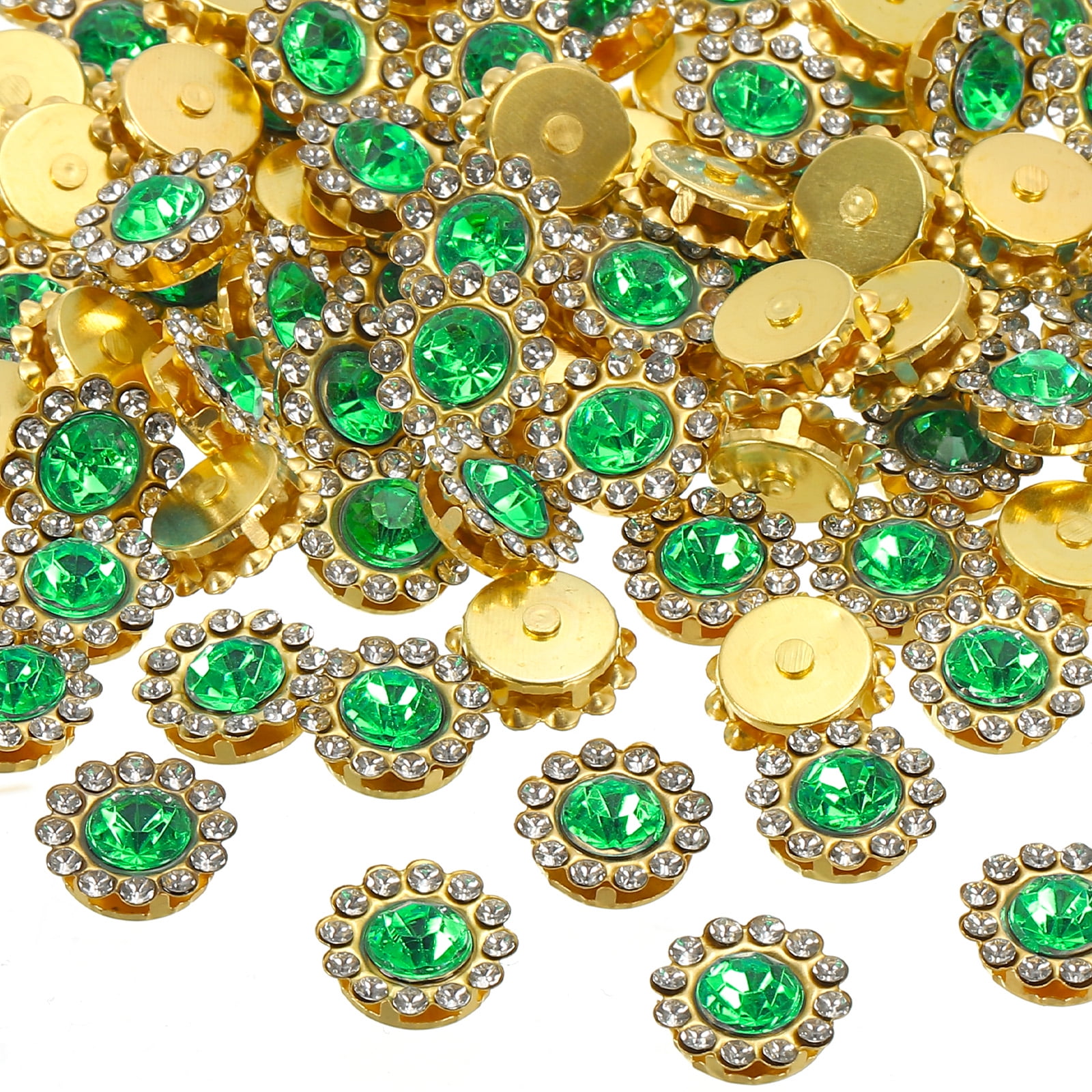 Uxcell 12 mm Sew on Rhinestones, Metal Base Flower Claw Gems Crystals ...
