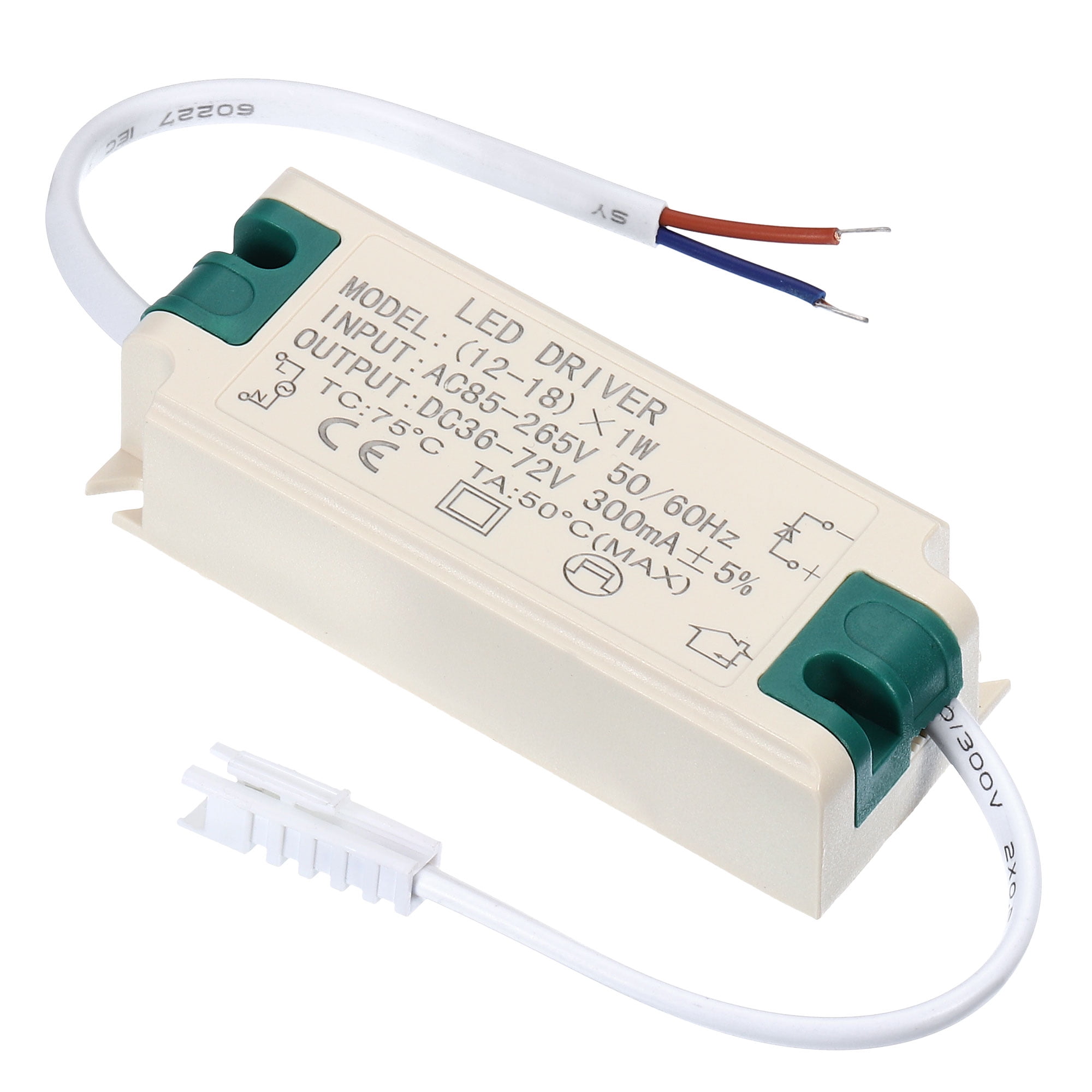 Uxcell 12 to 18W 300mA LED Driver AC 85 to 265V Output 36 to 63V DC Male Connector Transformer ...