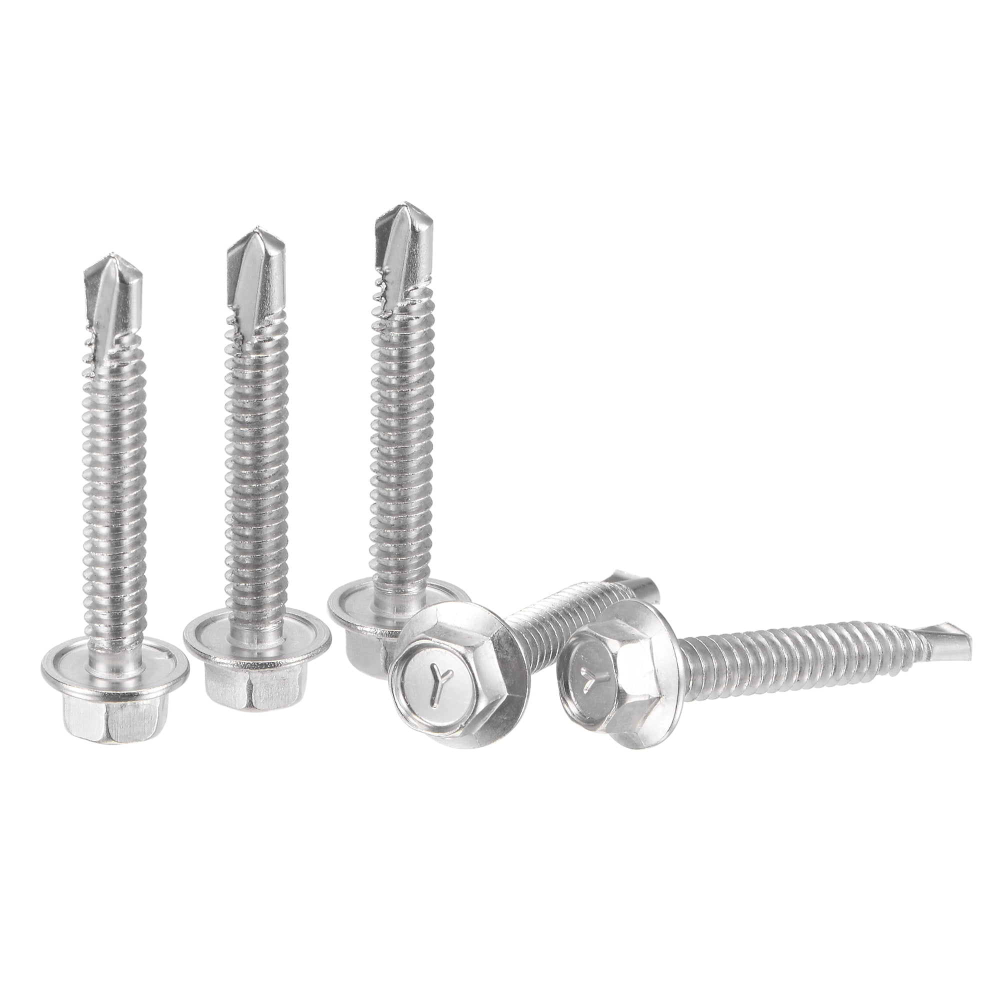 Uxcell #12 x 1 3/8" 410 Stainless Steel Hex Washer Head Self Drilling Screws 100 Pack - Walmart.com