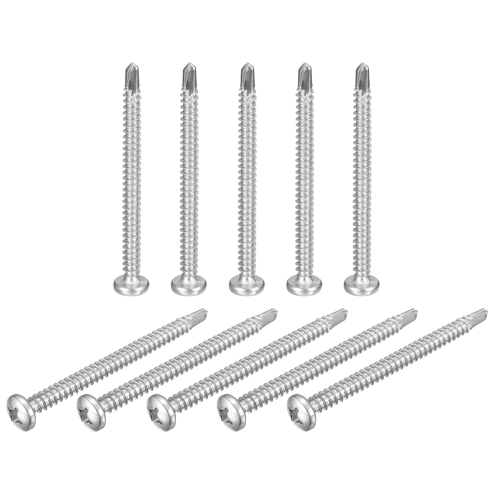 Uxcell #12 x 2-9/16" Self Drilling Screws, 20 Pack Phillips Pan Head Self Tapping Screws ...