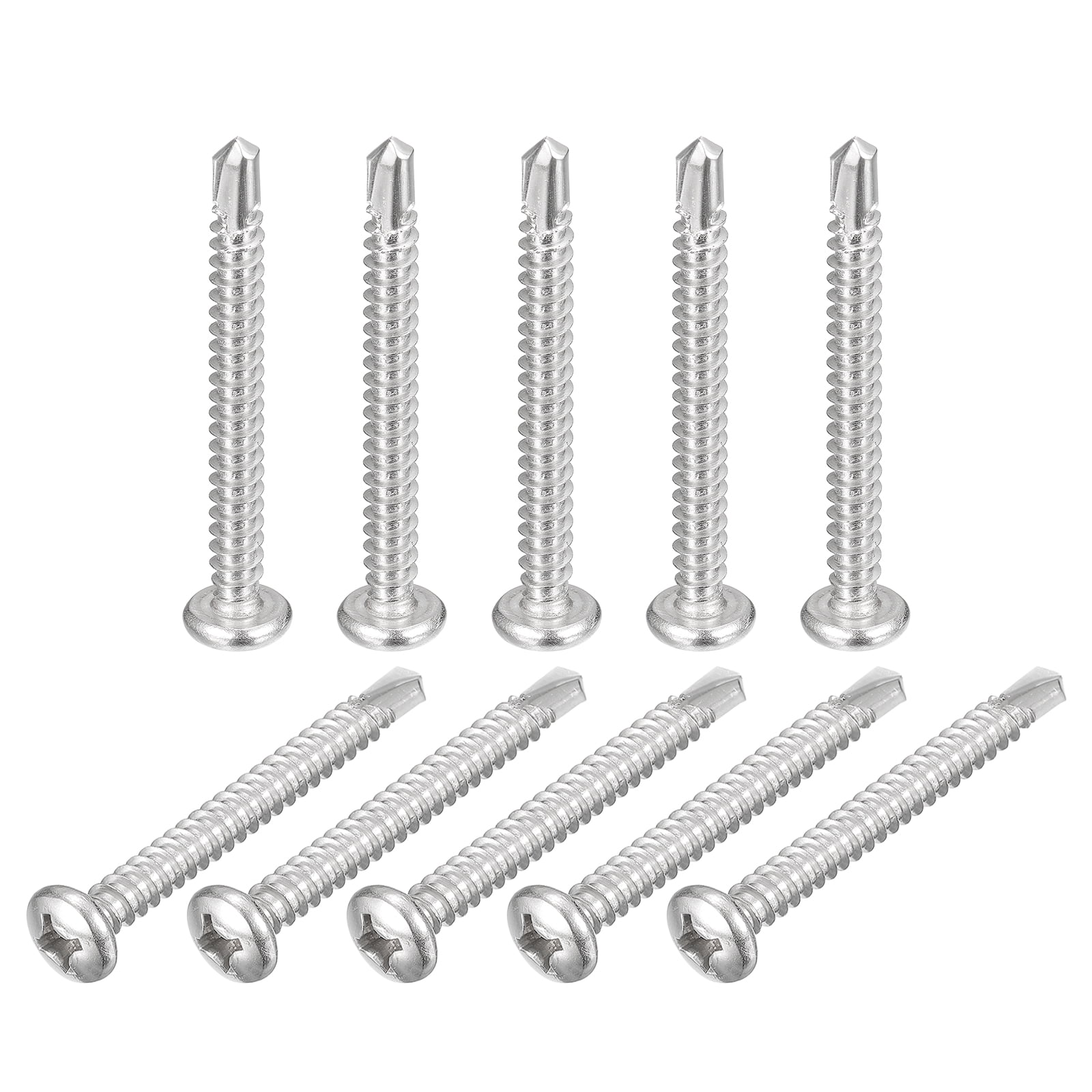 Uxcell #12 x 2" Self Drilling Screws, 20 Pack Phillips Pan Head Self Tapping Screws - Walmart.com