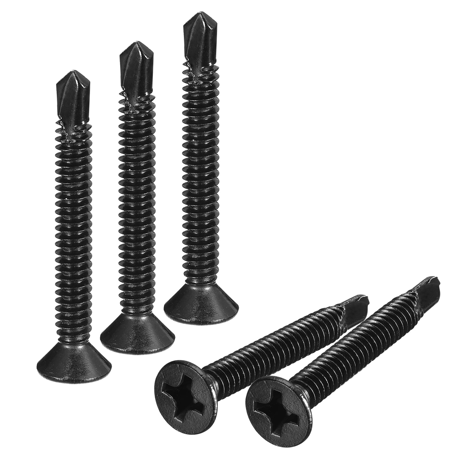 Uxcell #12 x 2" Sheet Metal Screws, 120pcs 410 Stainless Steel Flat ...