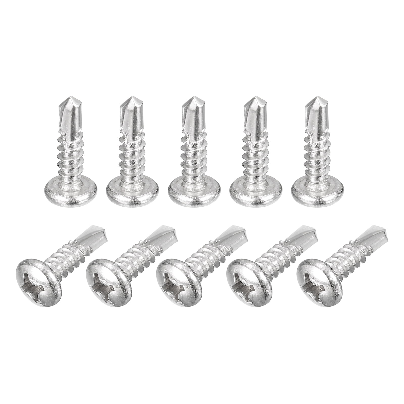 Uxcell #12 x 3/4" Self Drilling Screws, 10 Pack Phillips Pan Head Self Tapping Screws - Walmart.com