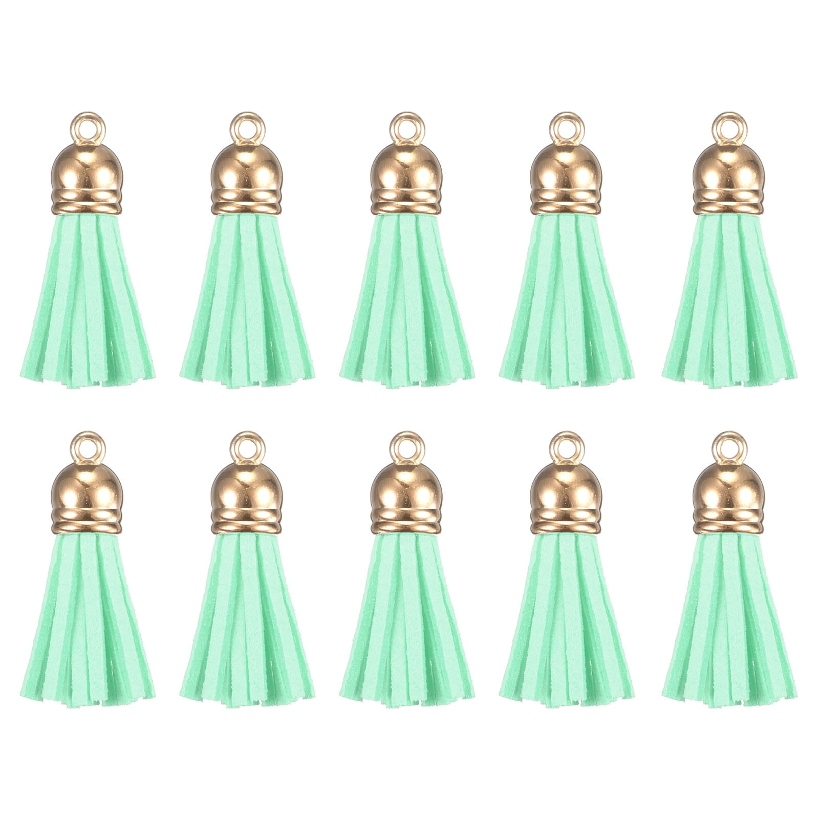 Uxcell 120 Pack Leather Tassel Keychain Charm Bulk with Cap for DIY ...