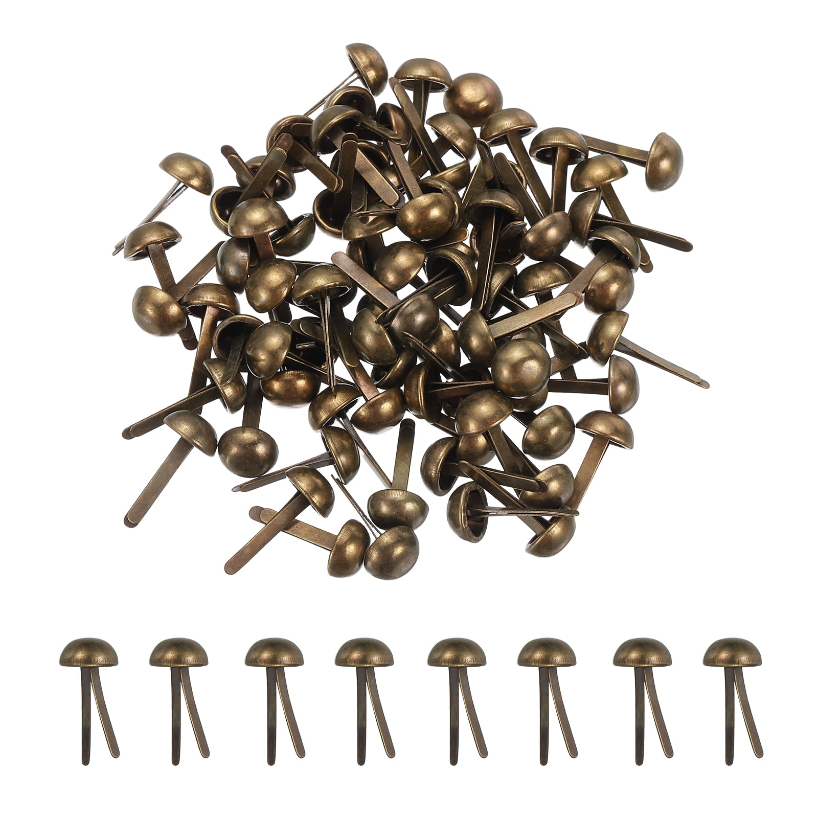Uxcell 120 Pcs Brads Paper Fasteners, 6 x 13 mm Metal Round Head Split ...