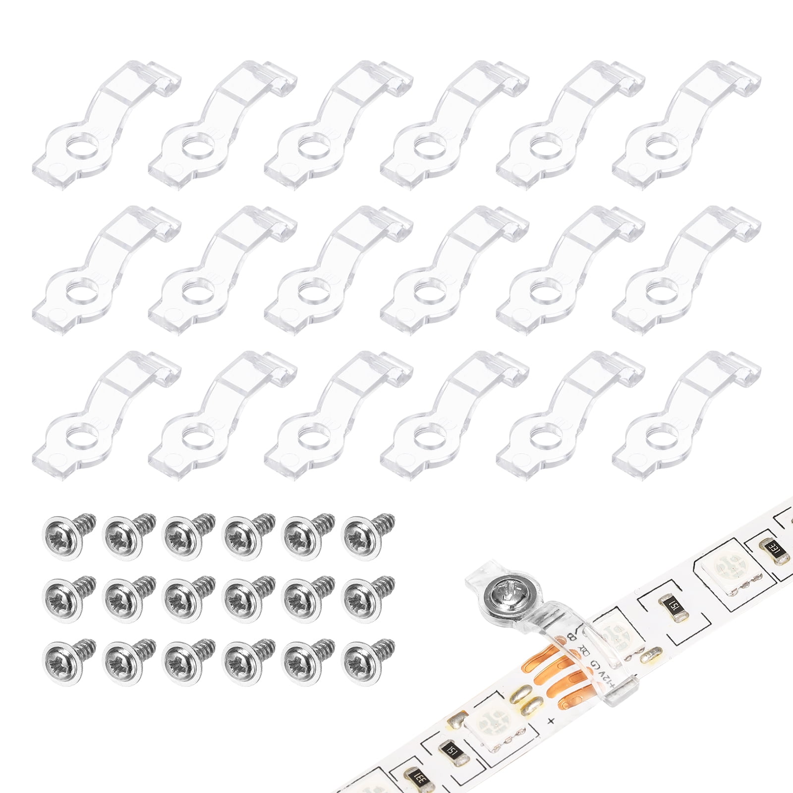 Uxcell 120 Pcs Clear LED Strip Light Mounting Brackets with Screws One ...